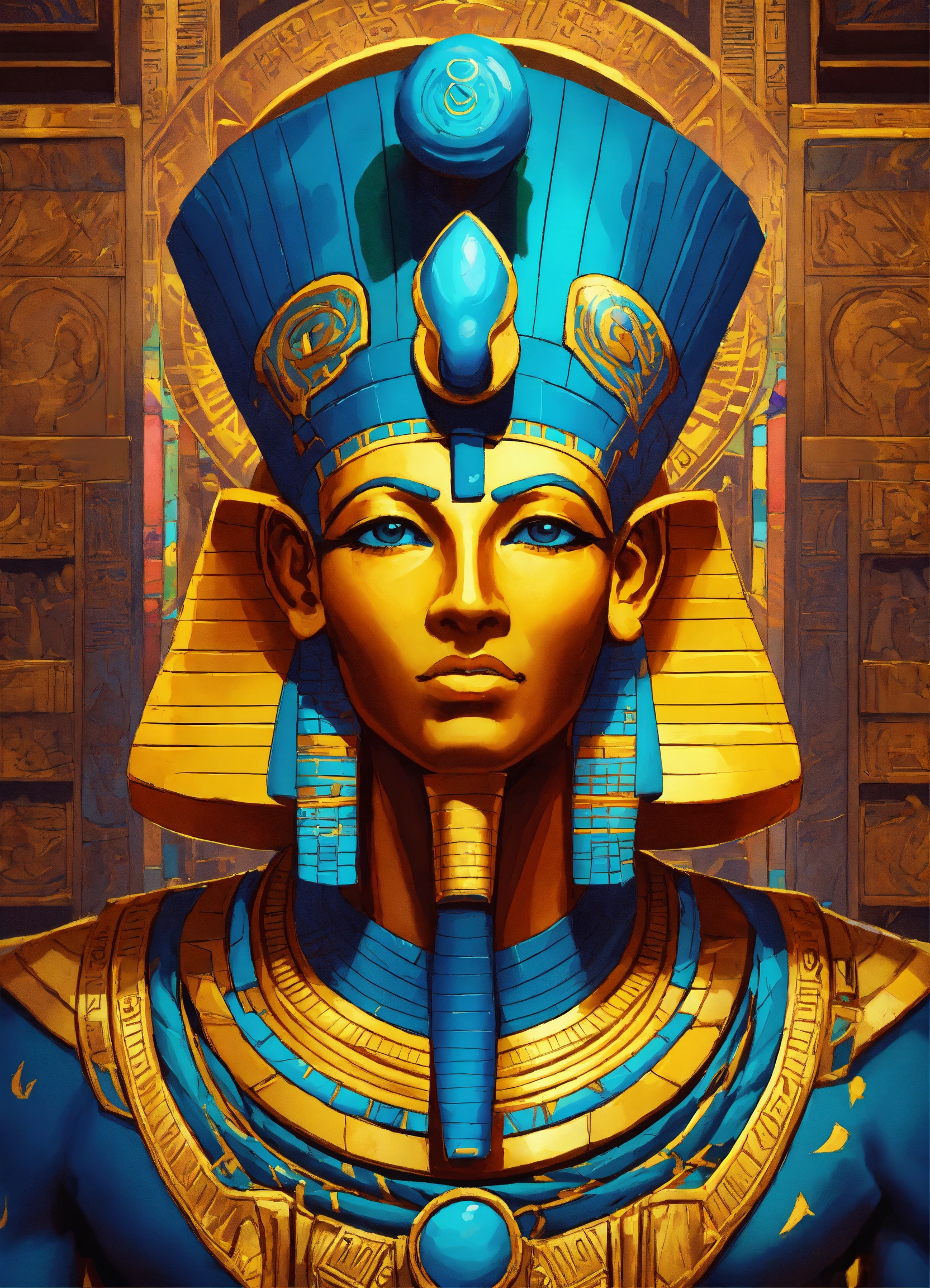 Lexica - Egyptian god Osiris, cartoon oil paint, 2D illustration style ...