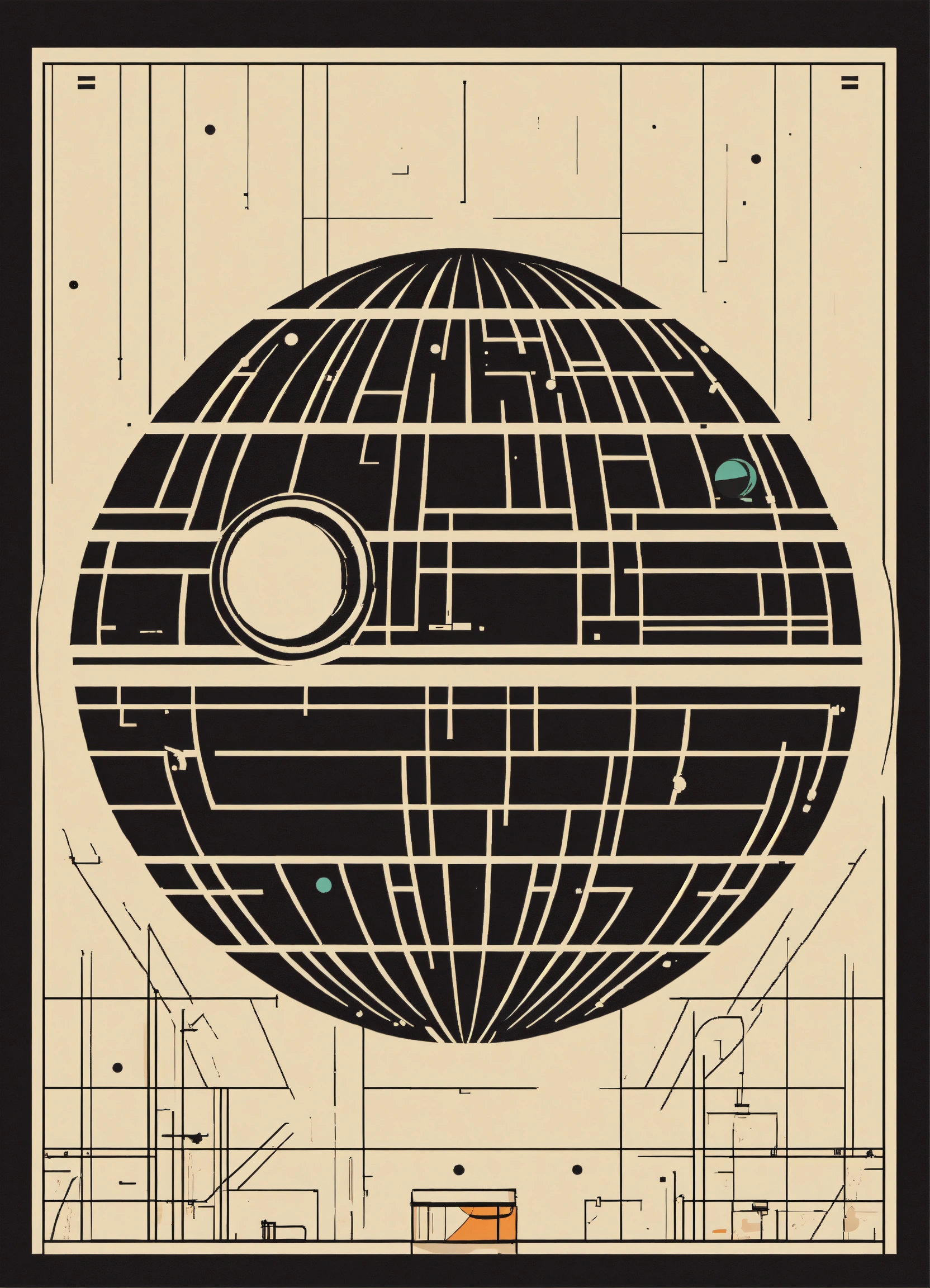 Lexica - A minimalistic illustration of a death star, capturing its ...