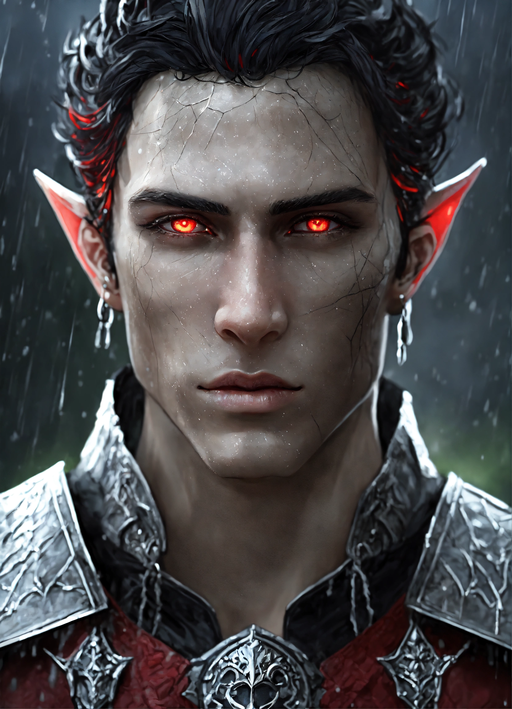 Lexica - Fantasy portrait of a ash-grey skinned elf, masculine ...