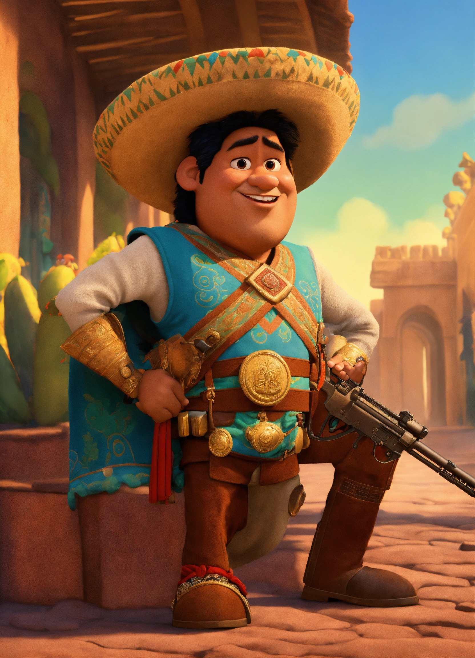 Lexica - Pixar animation of Hernan cortez with a gun, meeting moctezuma ...