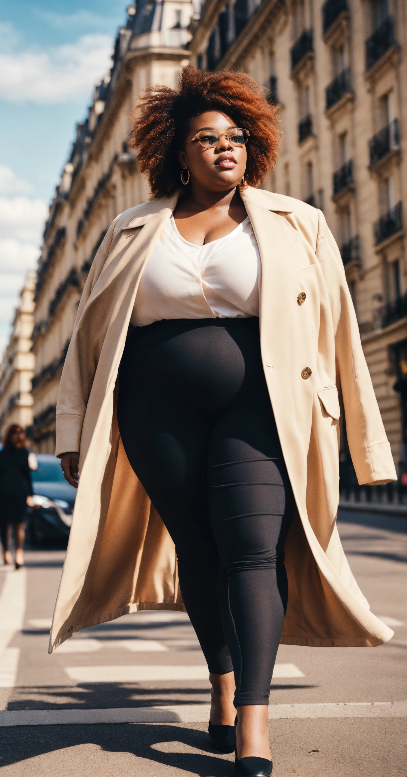 Lexica - Fashion Portrait of plus size black women, walking down the ...