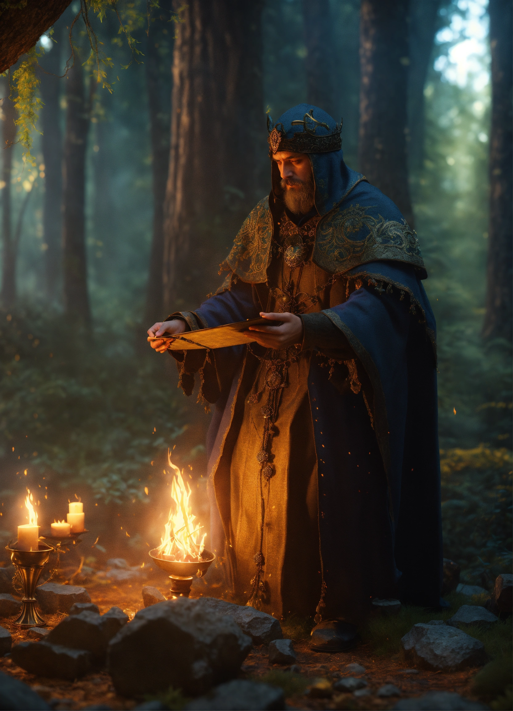 Lexica - Medieval sorcerer, performing a ritual, enchanted forest ...