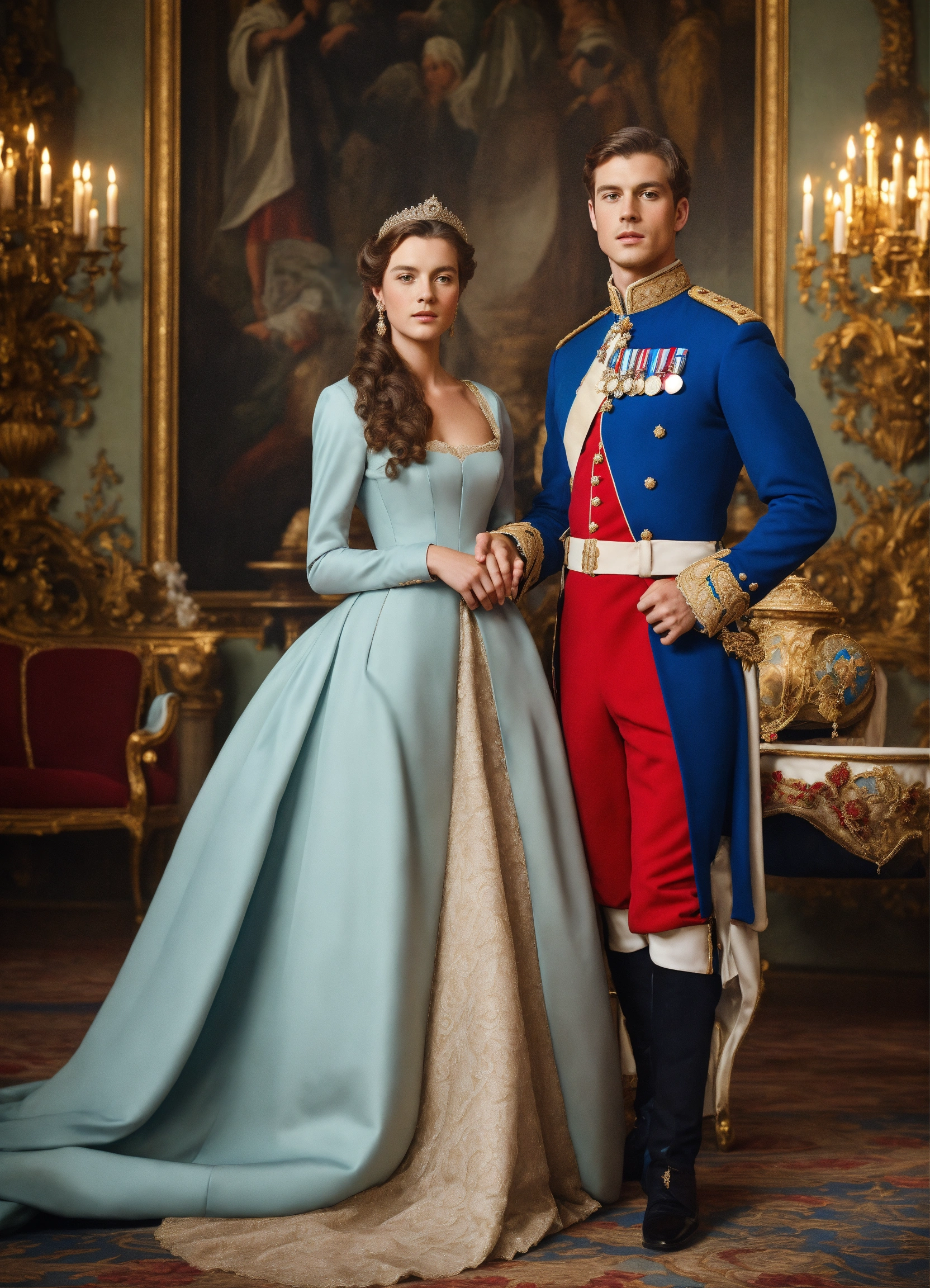 Lexica - Young beautiful countess wearing dress and handsome duke ...