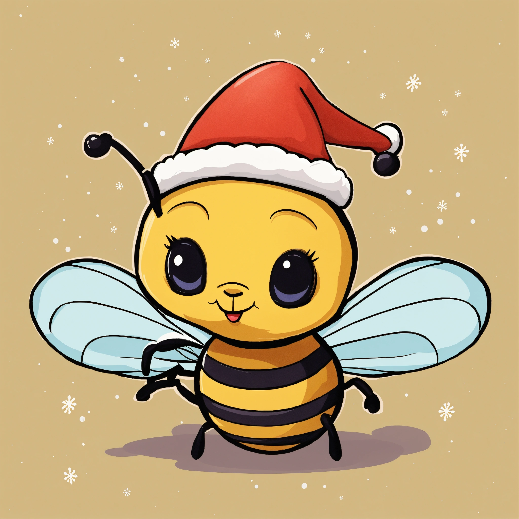Lexica - One adorable cartoon bee wearing a Santa hat