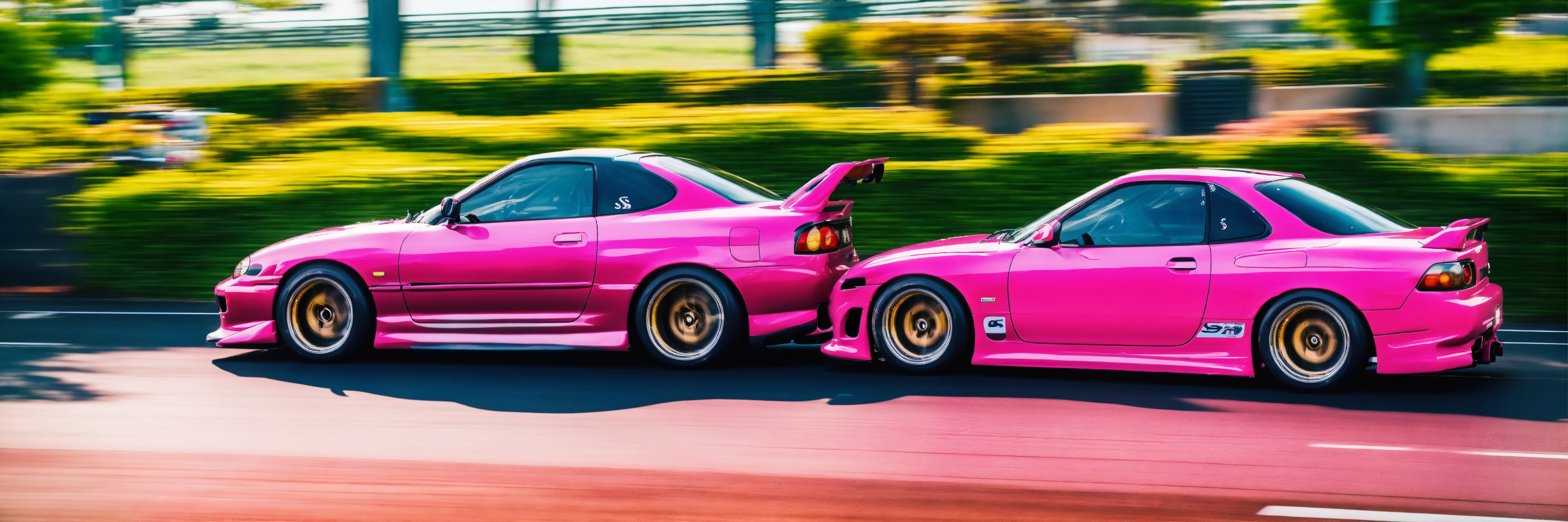 Lexica - A colorful pink Nissan Silvia S15 with a wide-body kit racing ...