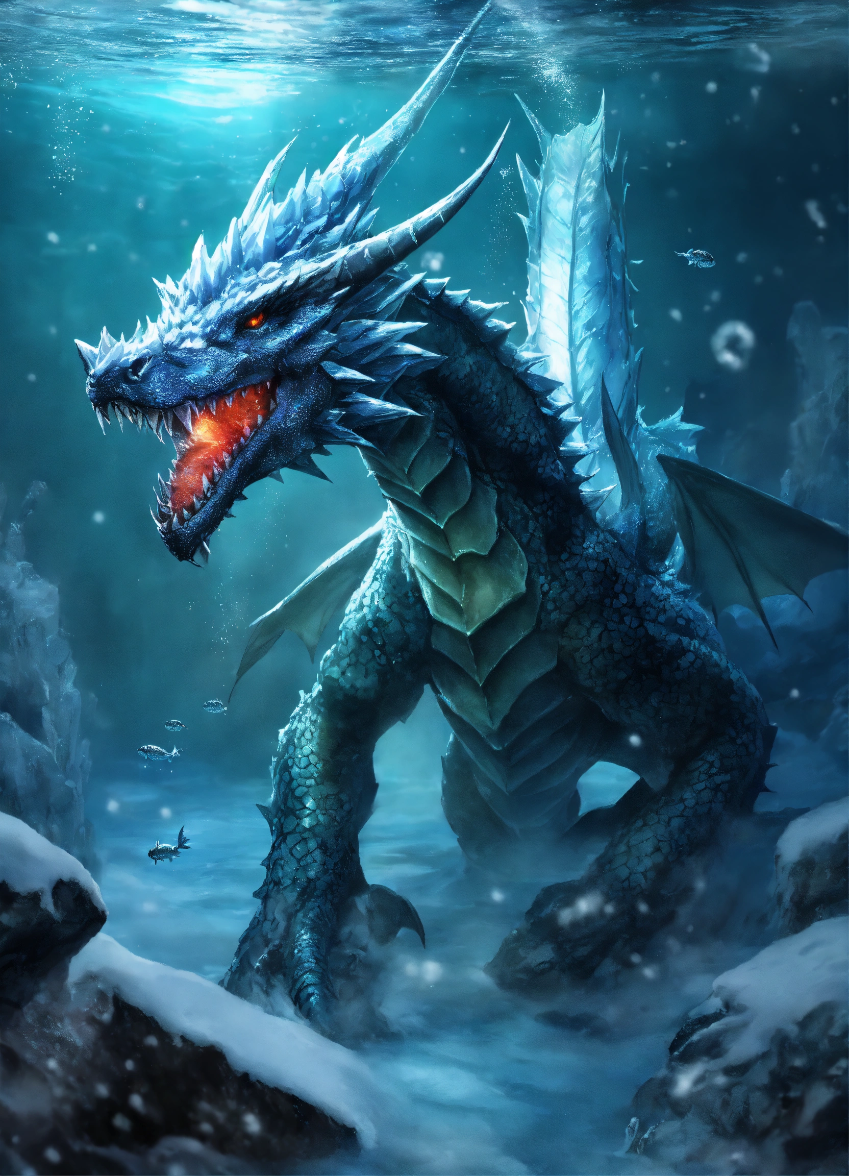Lexica - Frost dragon in cold water, icy and snowy, dnd, fantasy ...