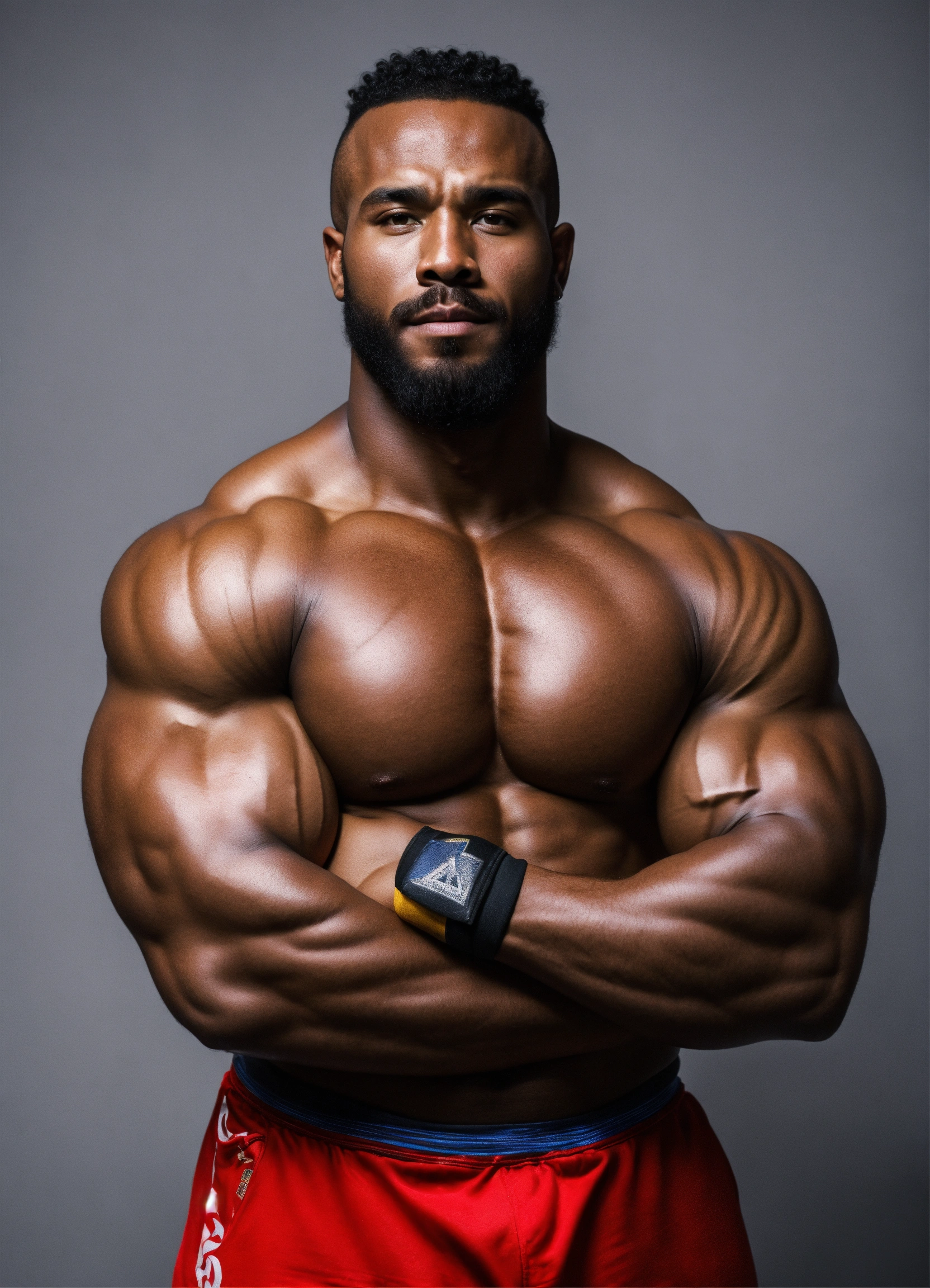 Lexica - 30-year-old wrestler with big muscles, bodybuilder, Somali, big