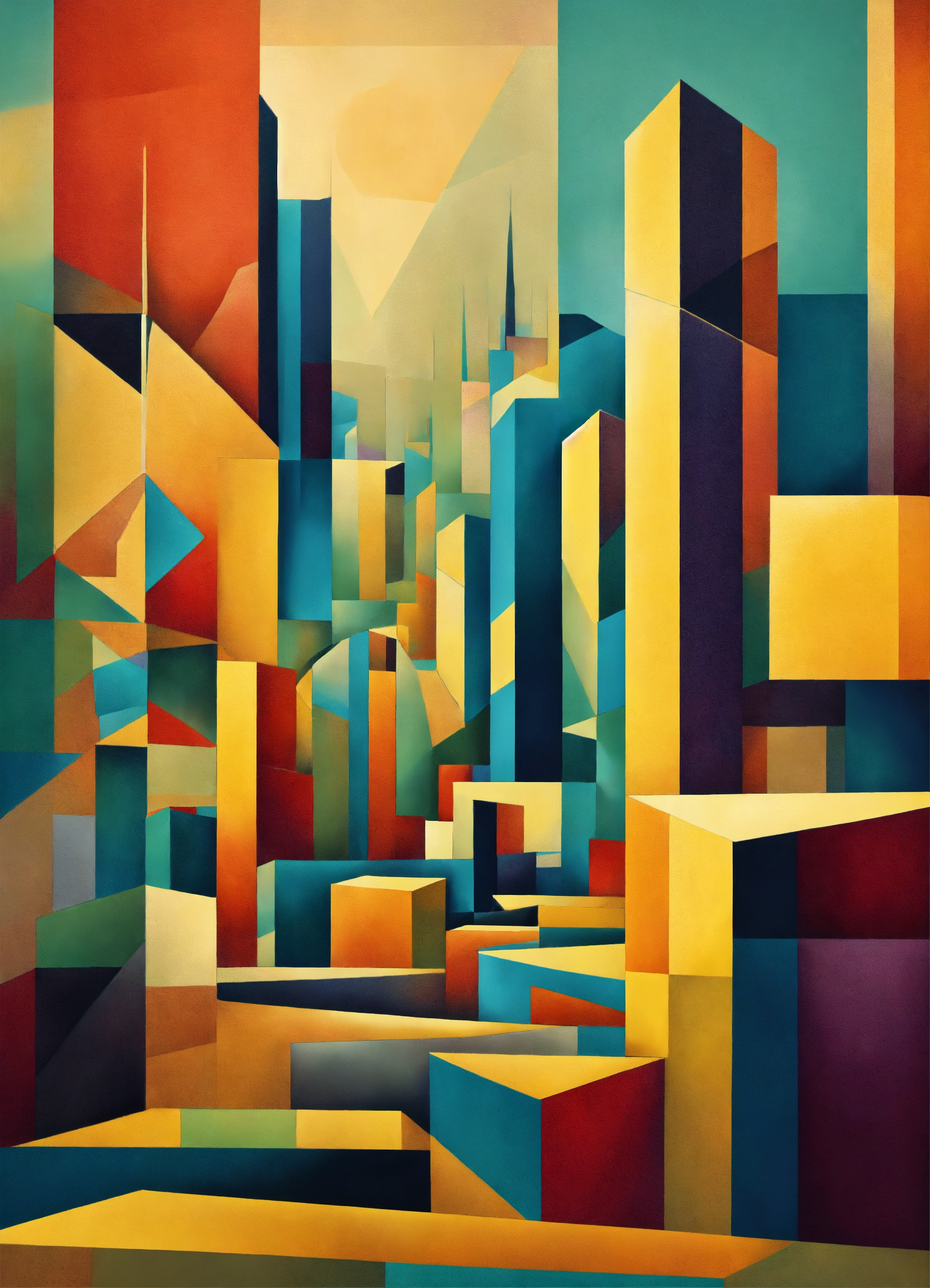 Lexica - Abstract design and minimalist of Urban Chaos cubist art in ...