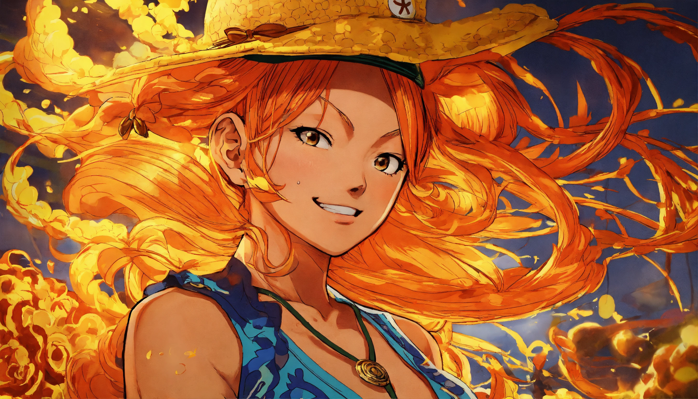 Lexica - Create an illustration of Nami in the iconic style of Eiichirō ...