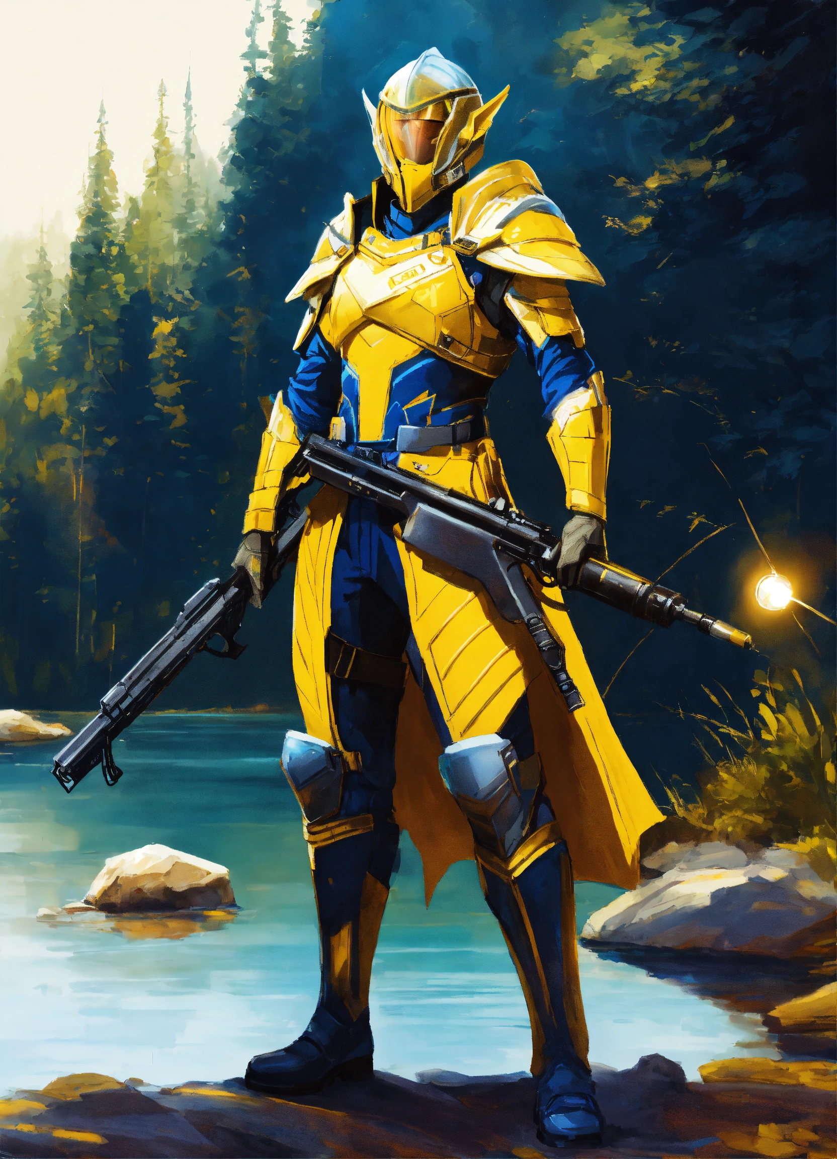 Lexica - Drawing of a full body of a high elf sci fi soldier wearing ...