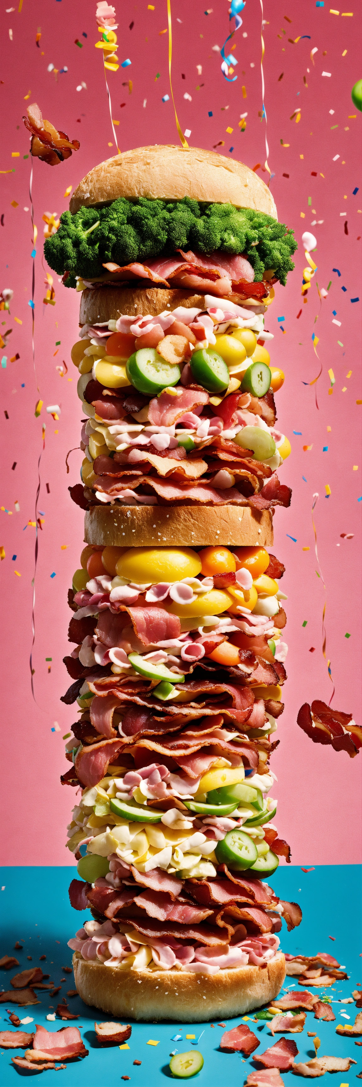 Lexica - A very tall sandwich made out of party balloons, confetti and ...