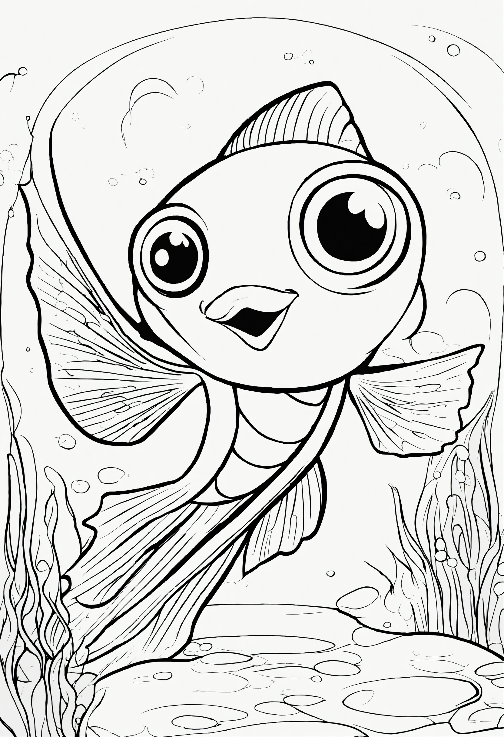 Lexica - Cute Fish, big cute eyes, pixar style, simple outline and ...