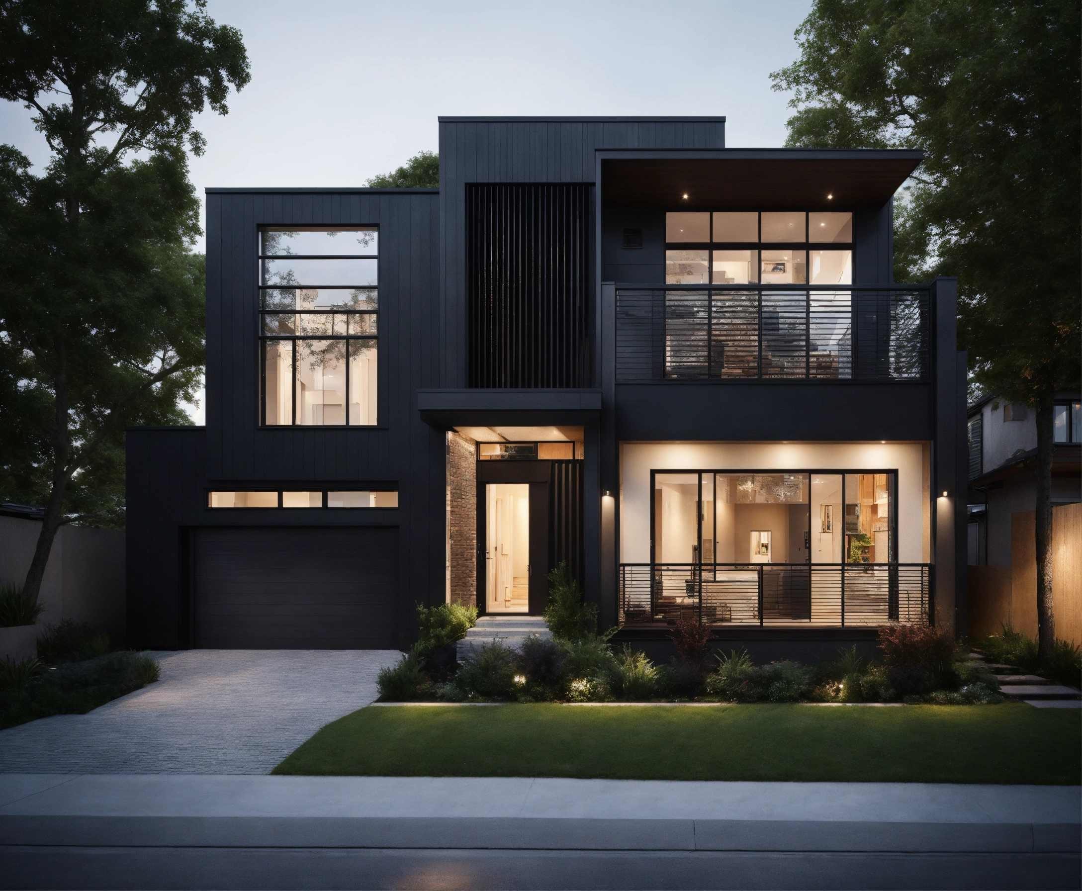 Lexica - Two story houses designs, black house with dark grey, exterior ...