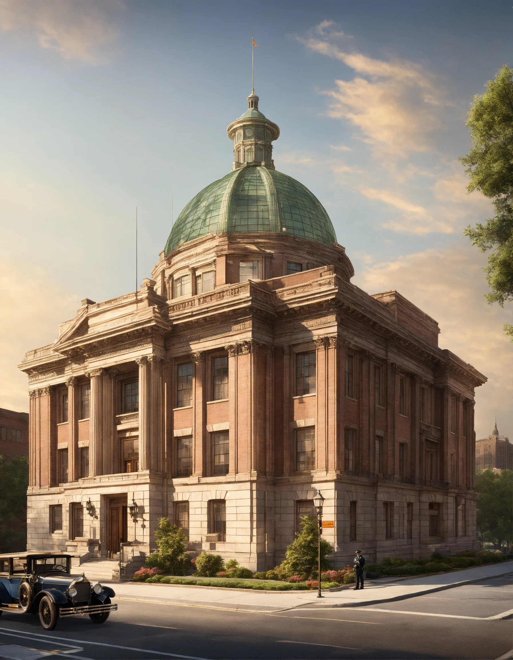 Lexica - 1920s historic rendering, old building, beaux-arts police ...
