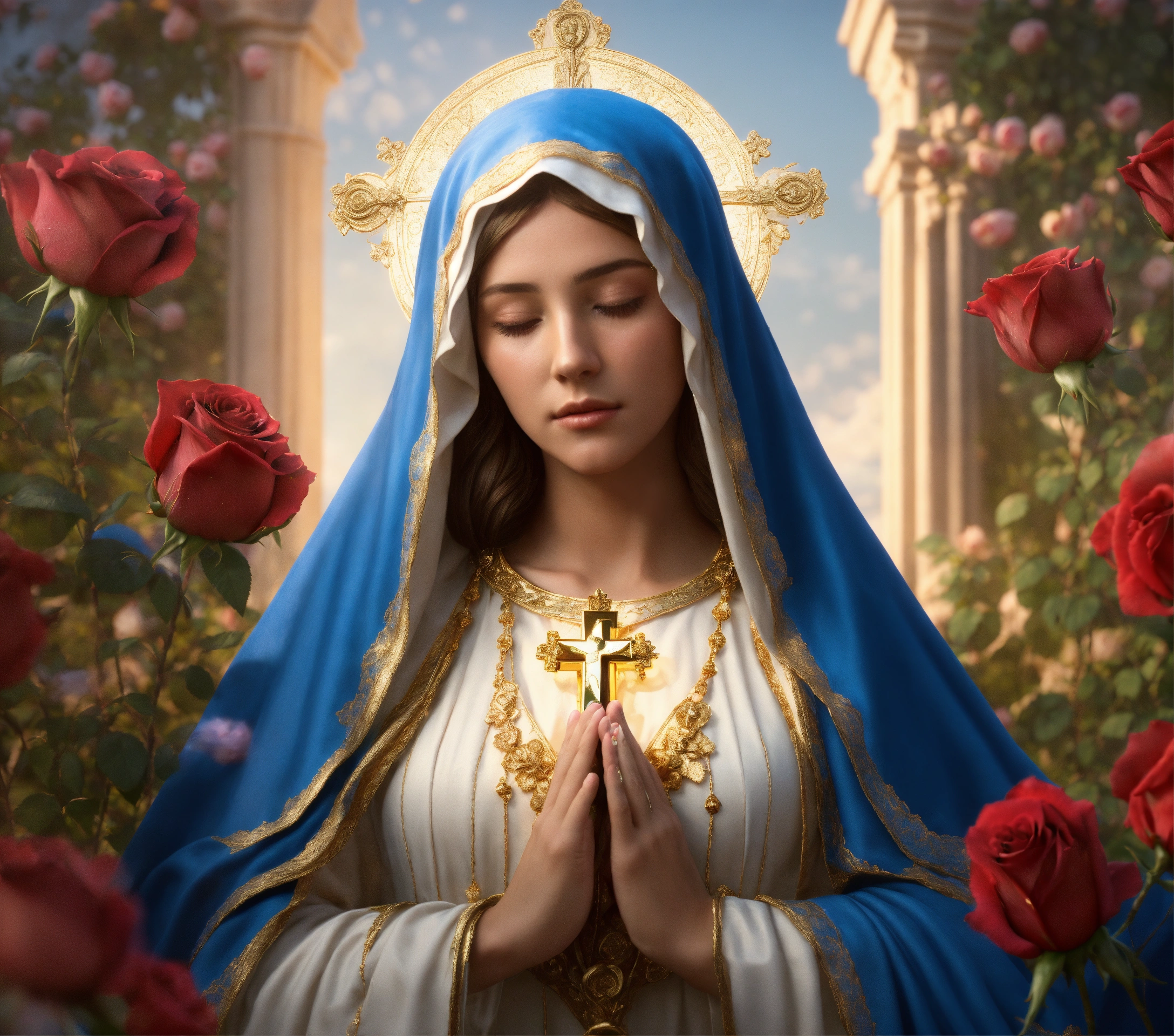 Lexica - Unreal engine 8k catholic portrait of the Virgin Mary with ...