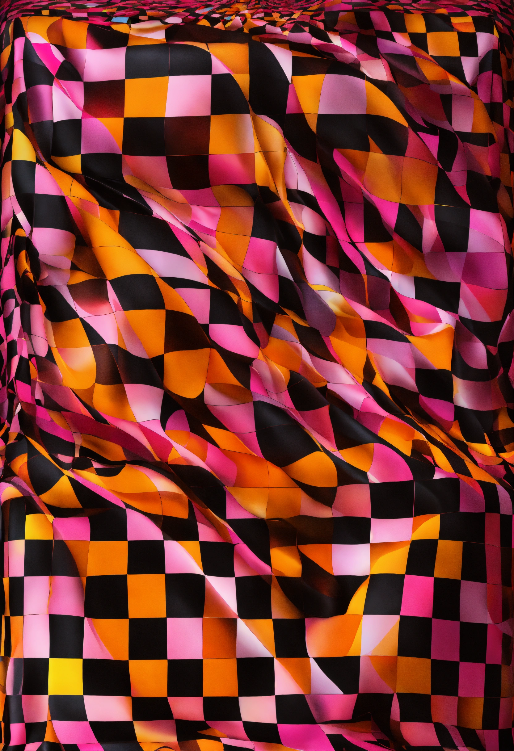 Lexica - Psychedelic, groovy, pink and orange checkered flag geometric ...