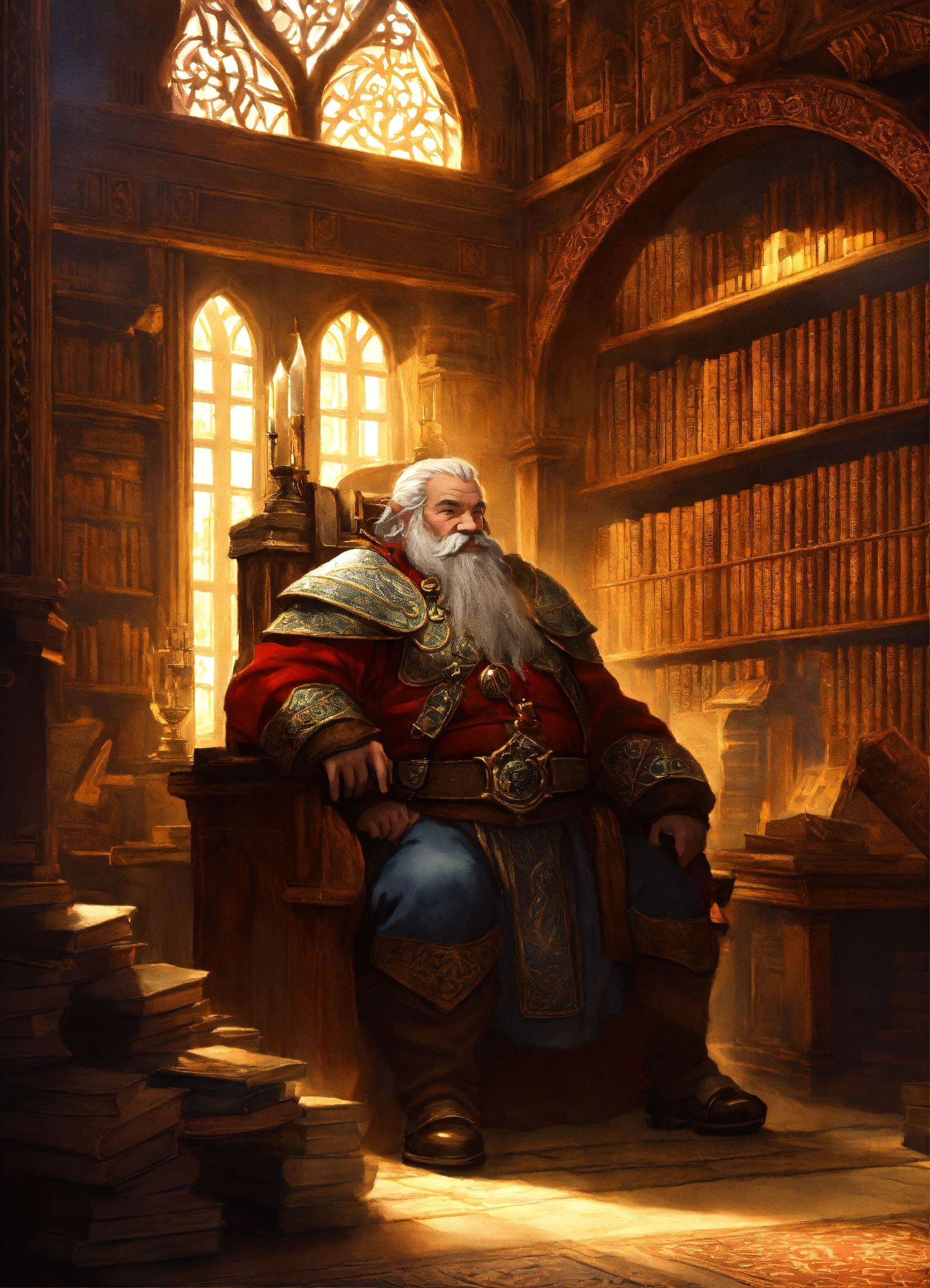 Lexica - Fantasy, old dwarf, palace library