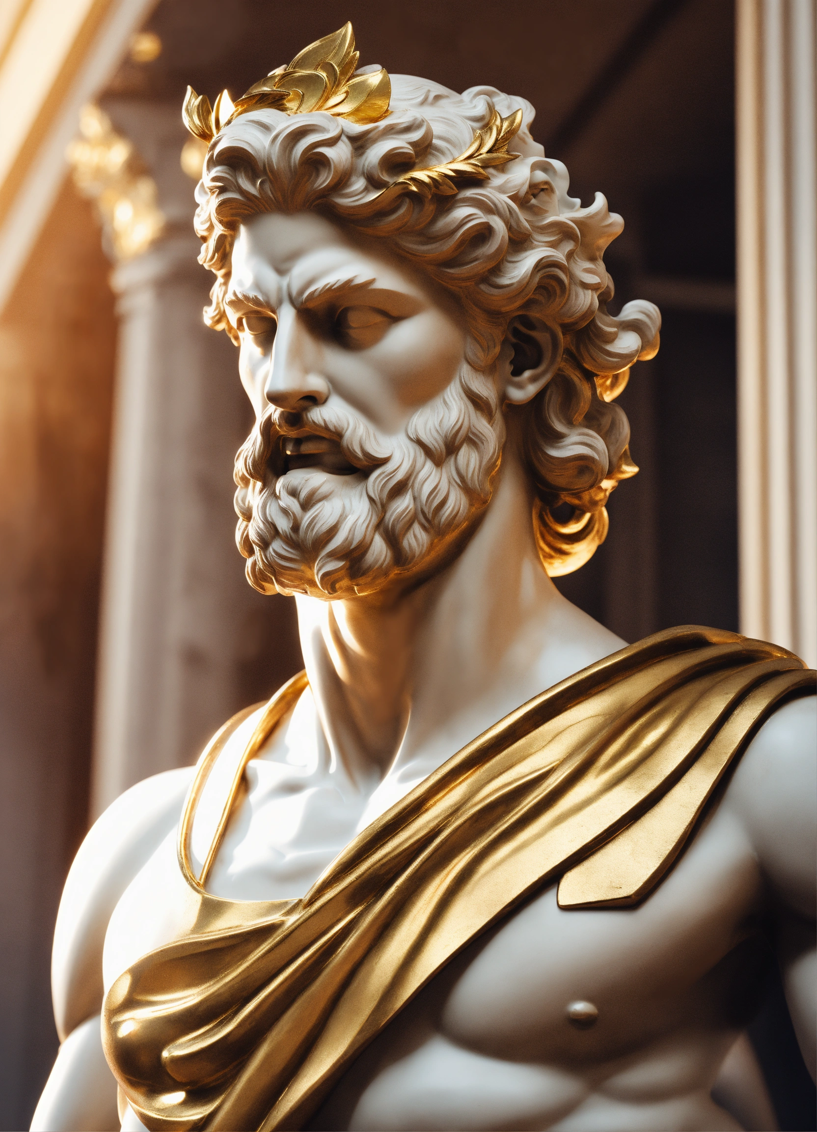 Lexica - Manga-style image of a statue bust of a muscular Greek god ...