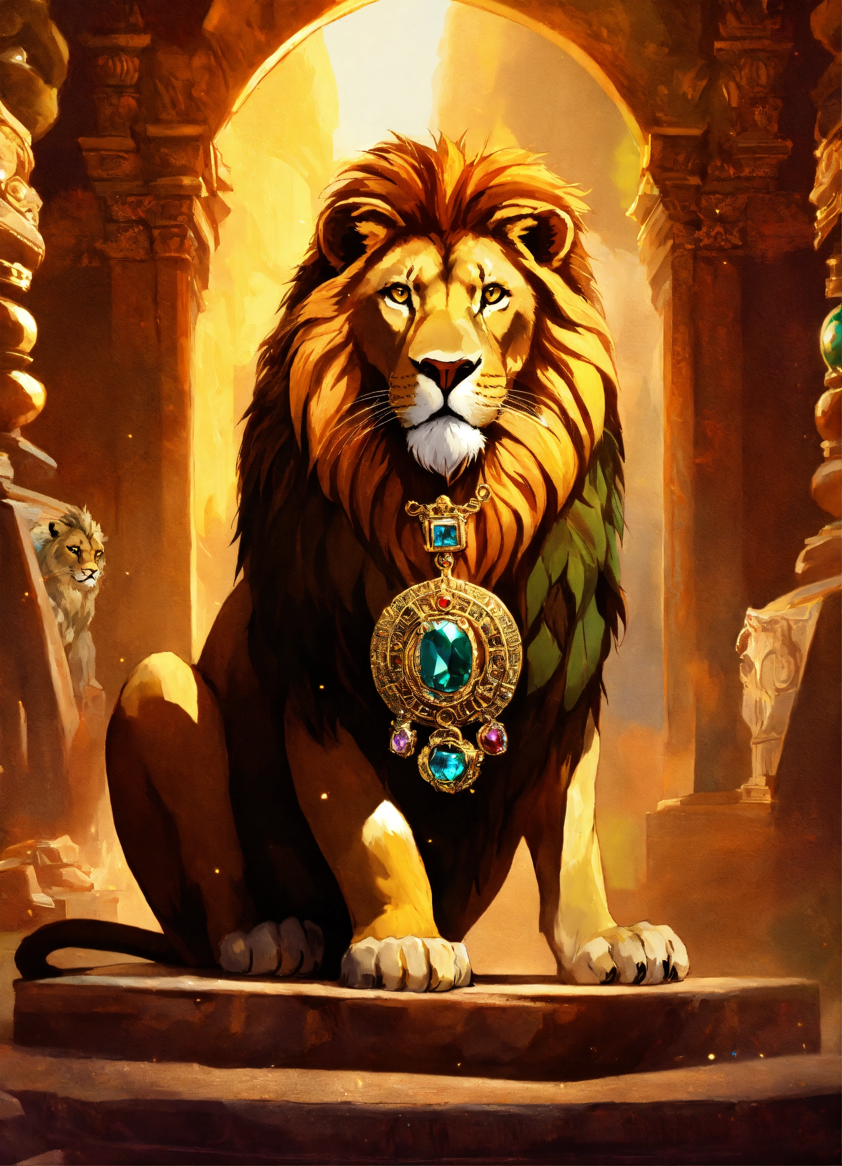 Lexica - A lion holding a gem