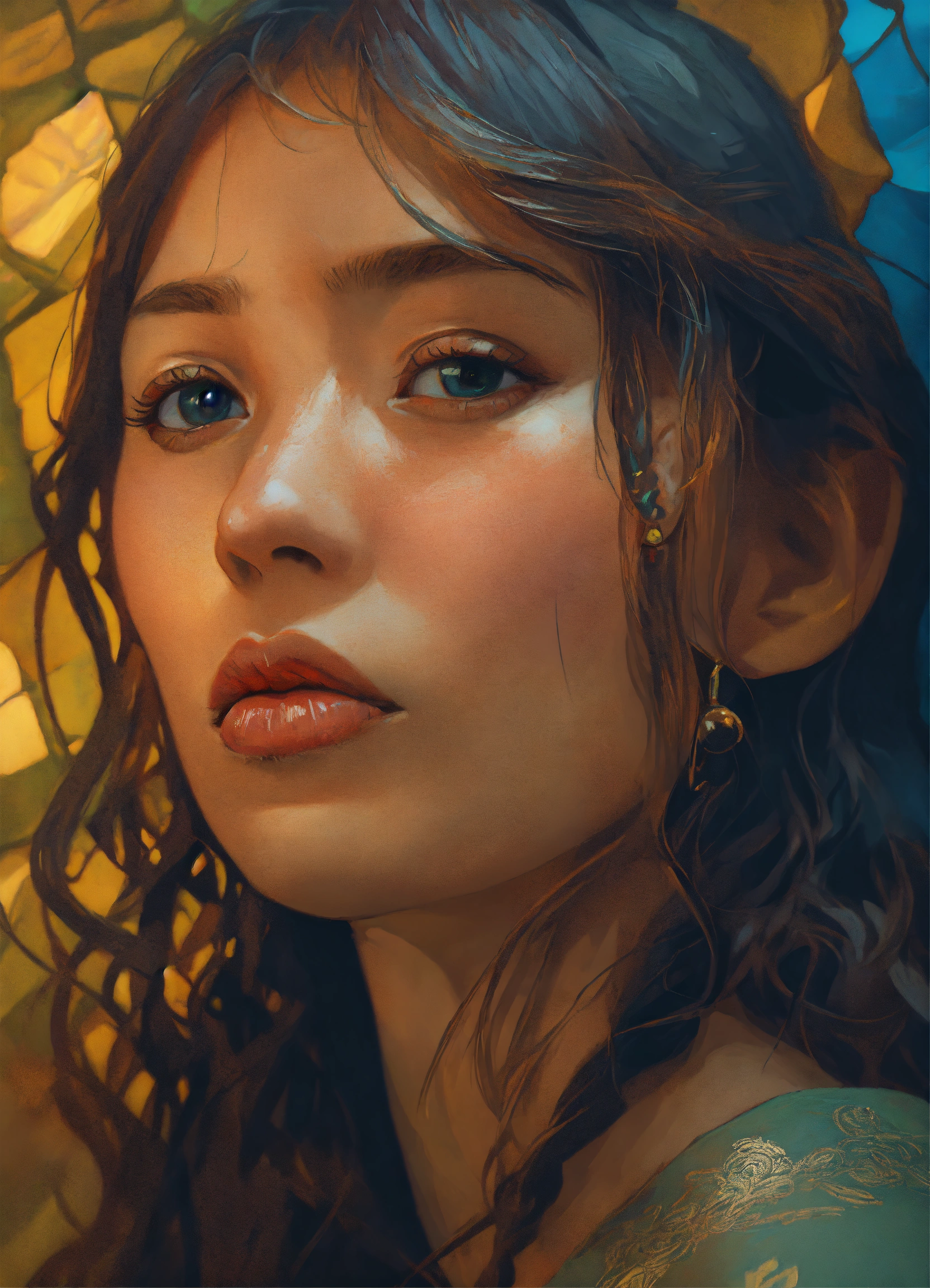 Lexica - Portrait of moody shadows, pallet knife, oil painting, brush ...