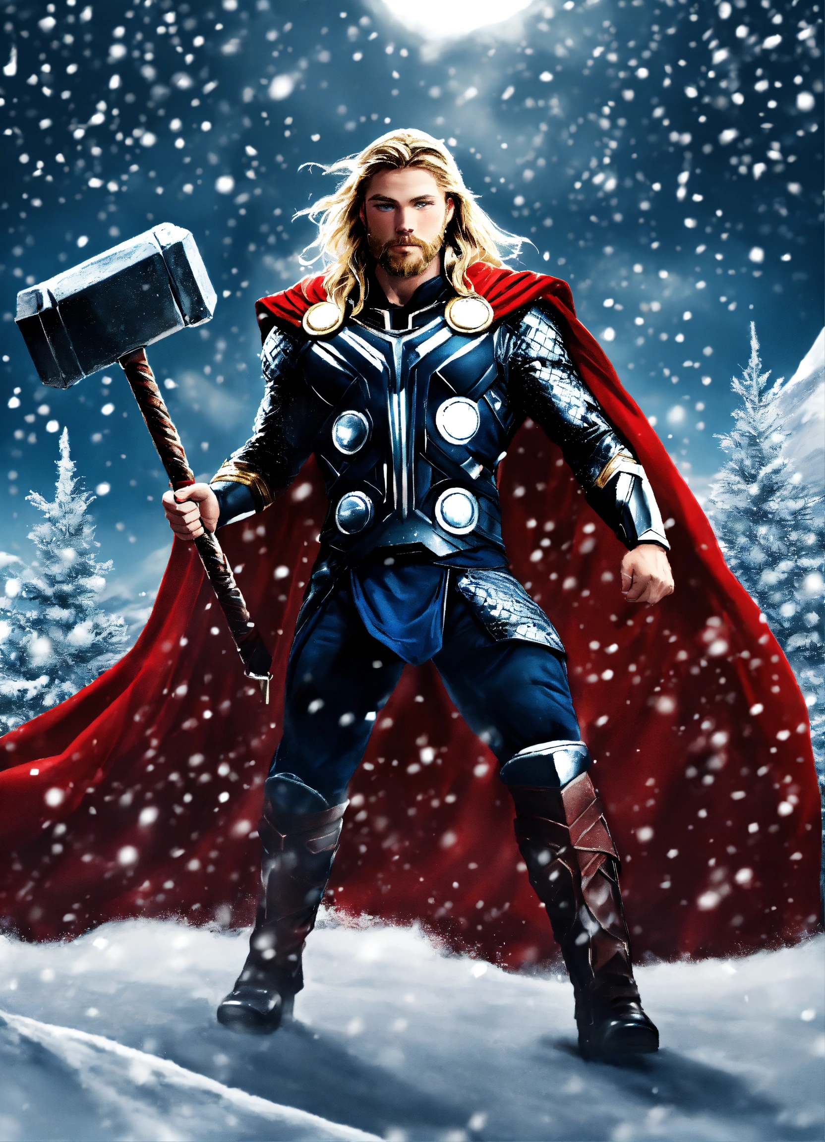 Lexica - A shirt design, a picture with thor, christmas-theme, snow ...