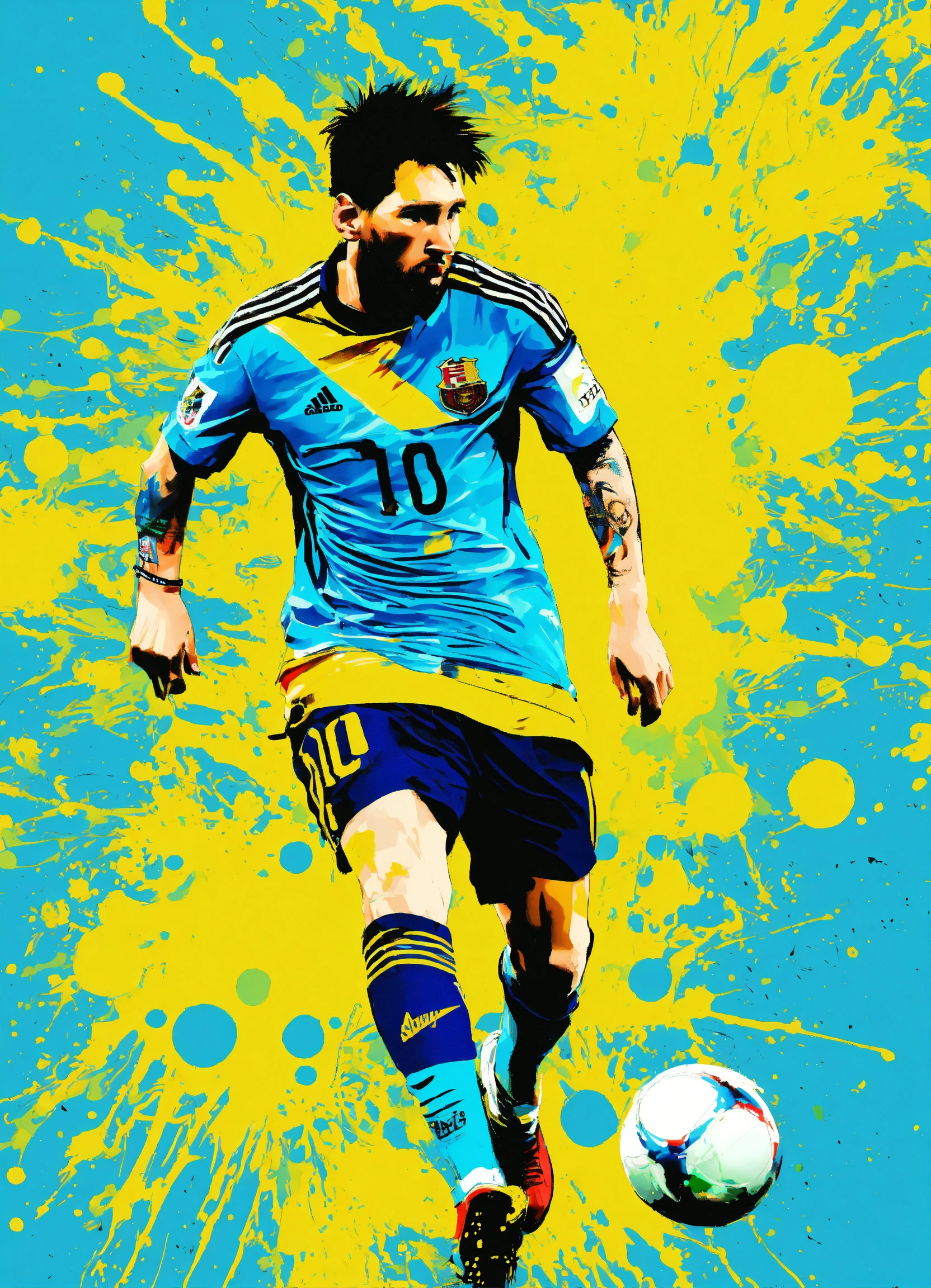 Lexica - Futuristic paint splatter of messi , Basquiat-inspired, creamy ...