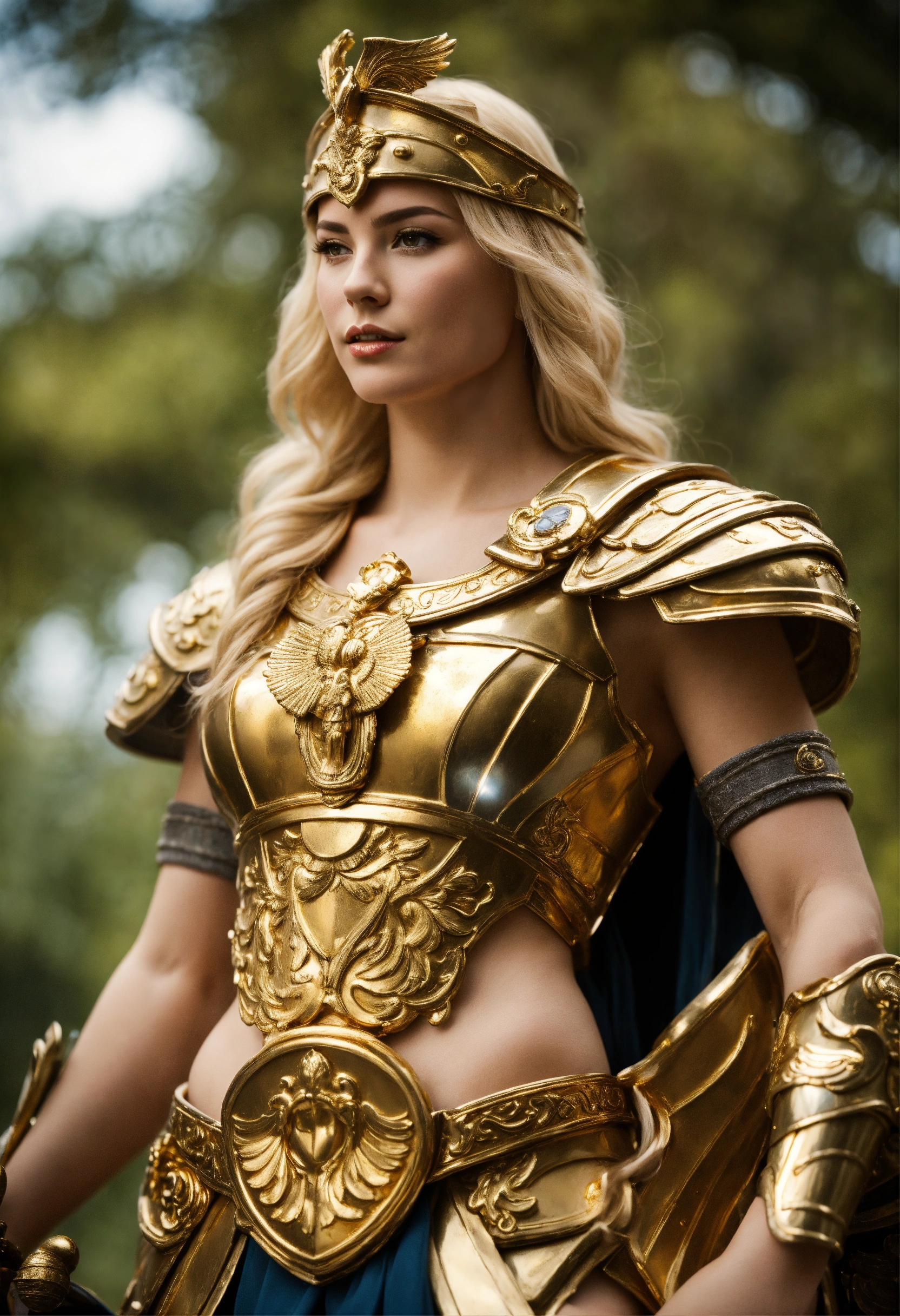 Lexica - Full body vivacious Greek goddess Athena with blonde hair ...