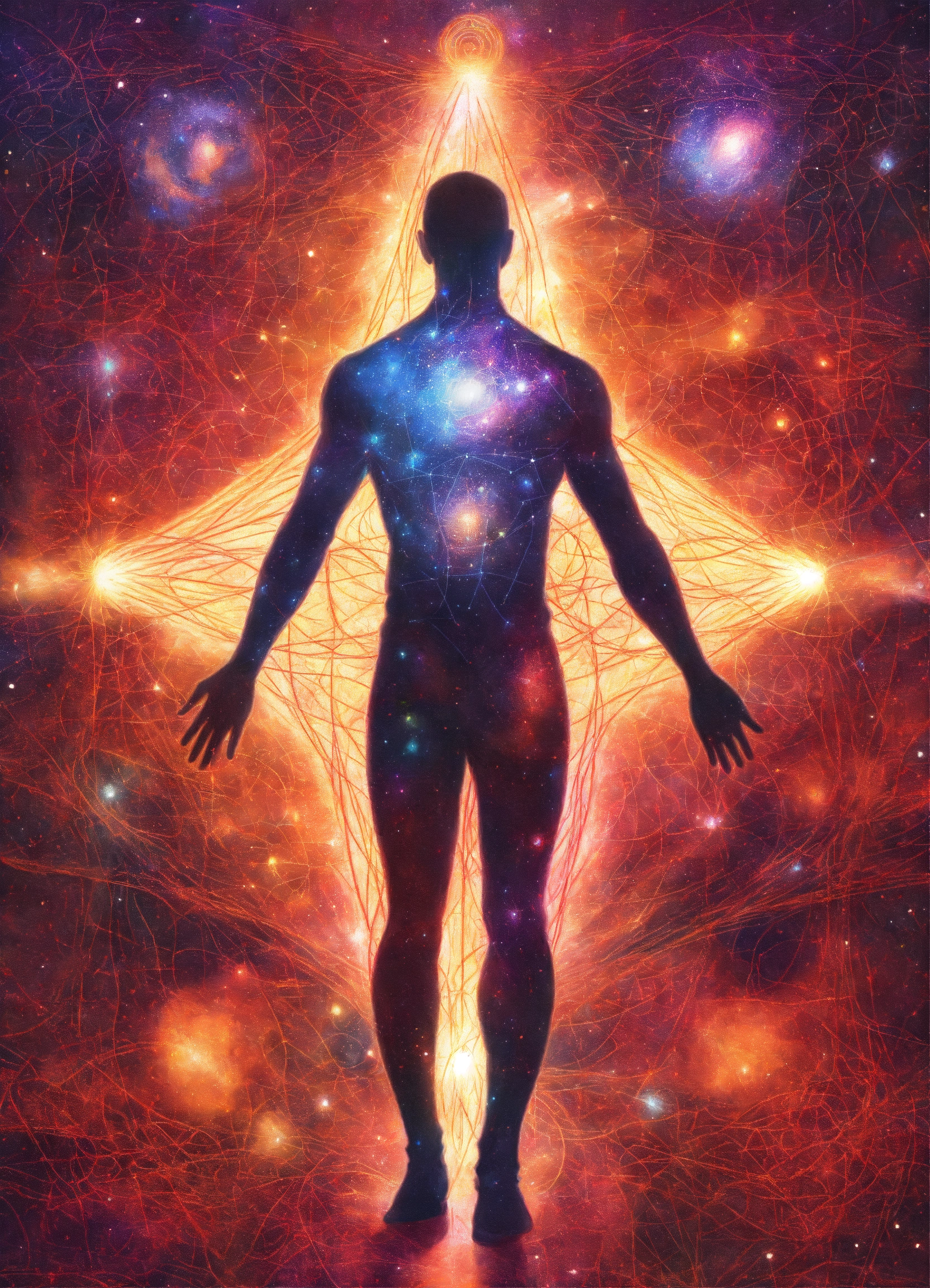 Lexica - Colored pencil drawing of energetic meshes around a masculine ...