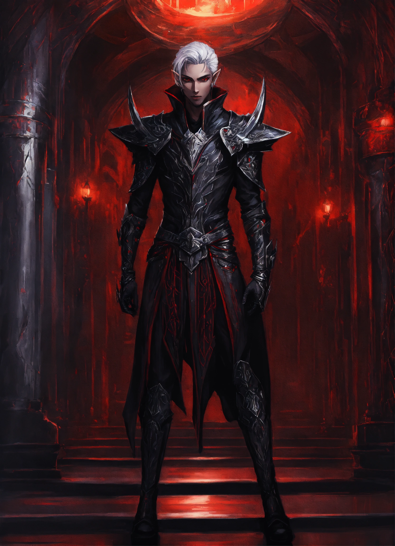 Lexica - Drawing of a dark elf, royalty, sci fi, black and crimson ...