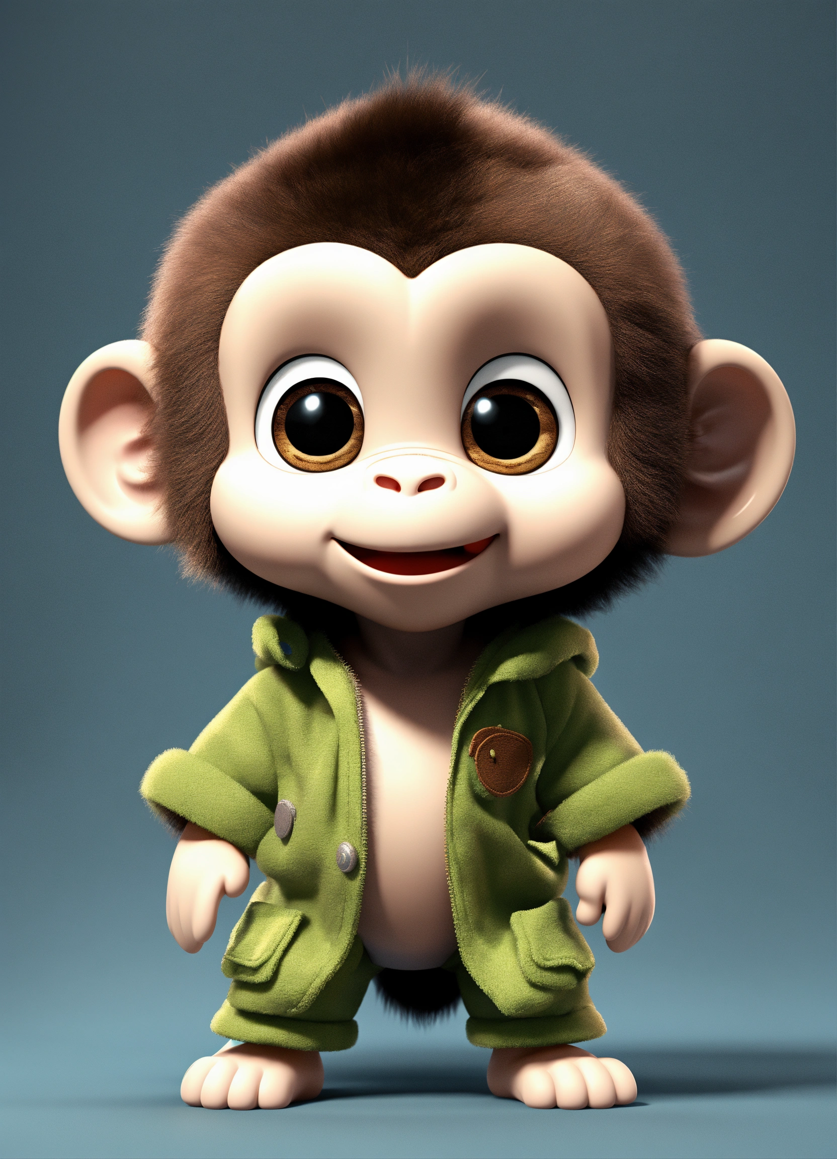 Lexica - A cute happy 3D model monkey character wearing baby Tarzan ...