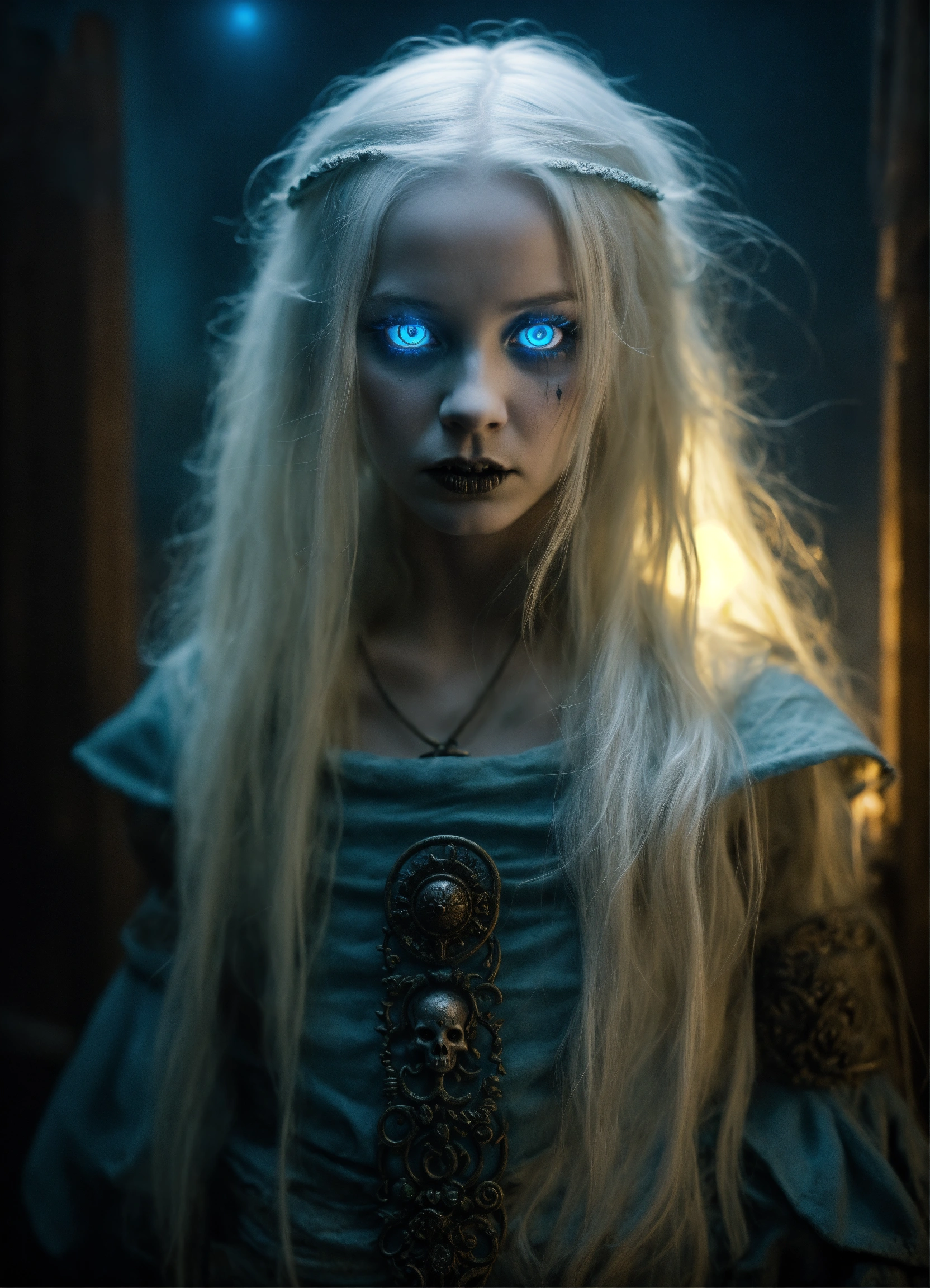Lexica - Body portrait, ten year old childish female goth necromancer ...