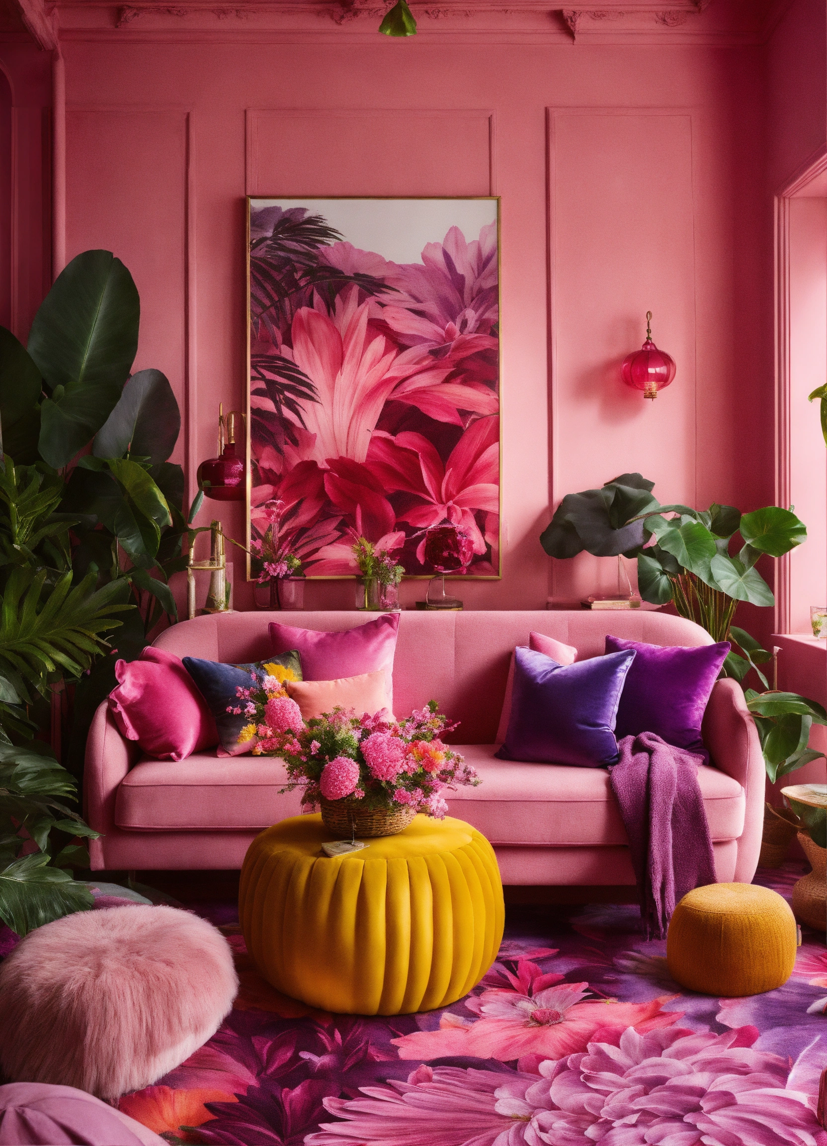 Lexica - Create some interior design using pink colours with many ...
