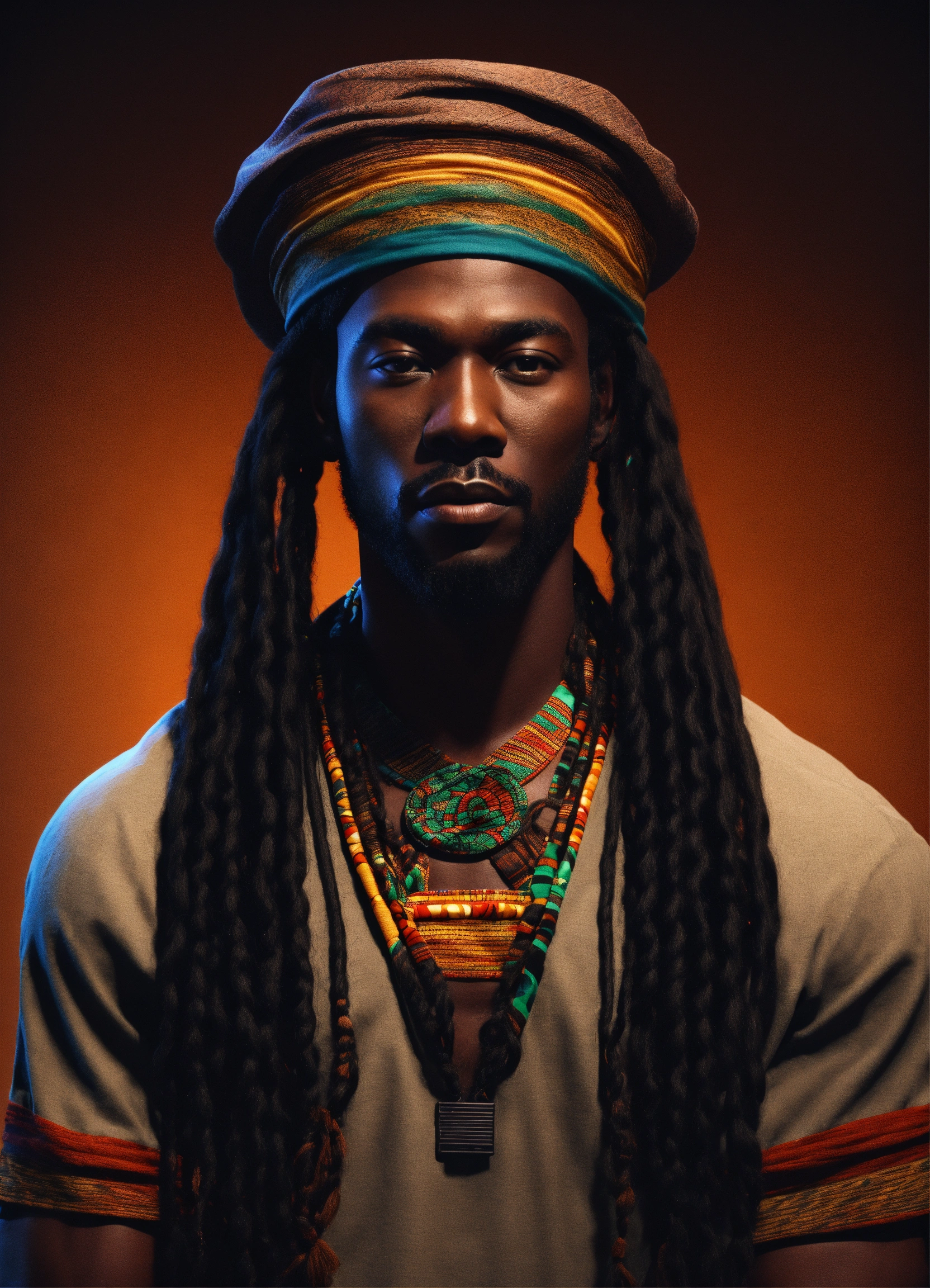 Lexica - 3d render of a Black man with long flowing dreadlocks, 6'5 ...