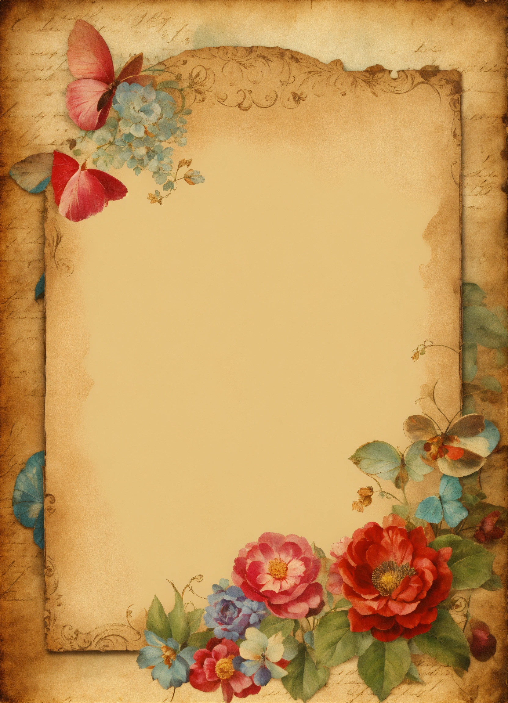 Lexica - Old vintage retro letter paper with old treasures border
