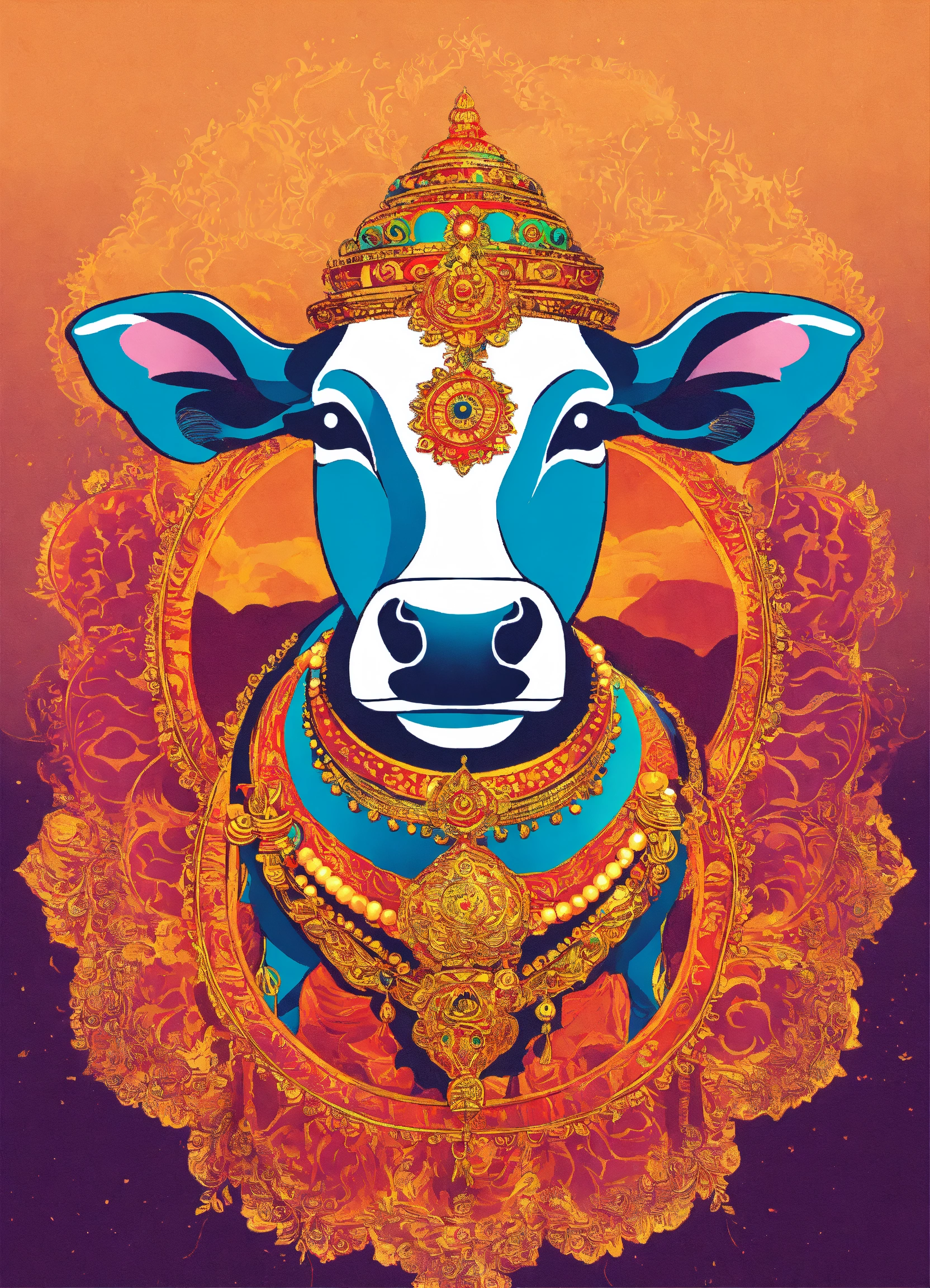 Lexica - Hindu cow worship, graphic design, breathtaking