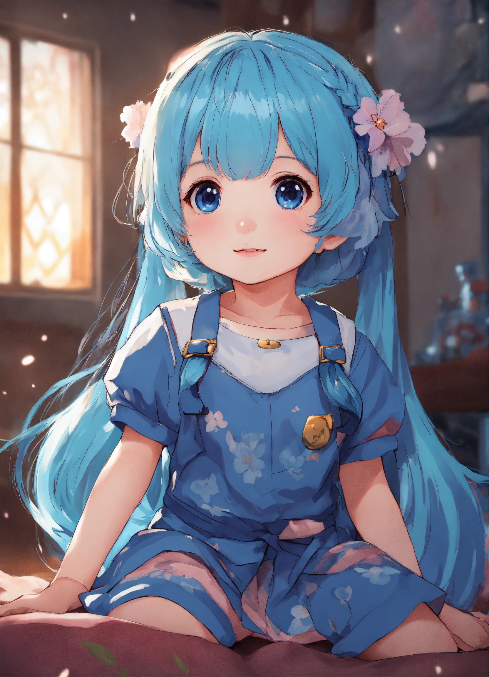 Lexica - A cute baby girl who has blue hair. As anime