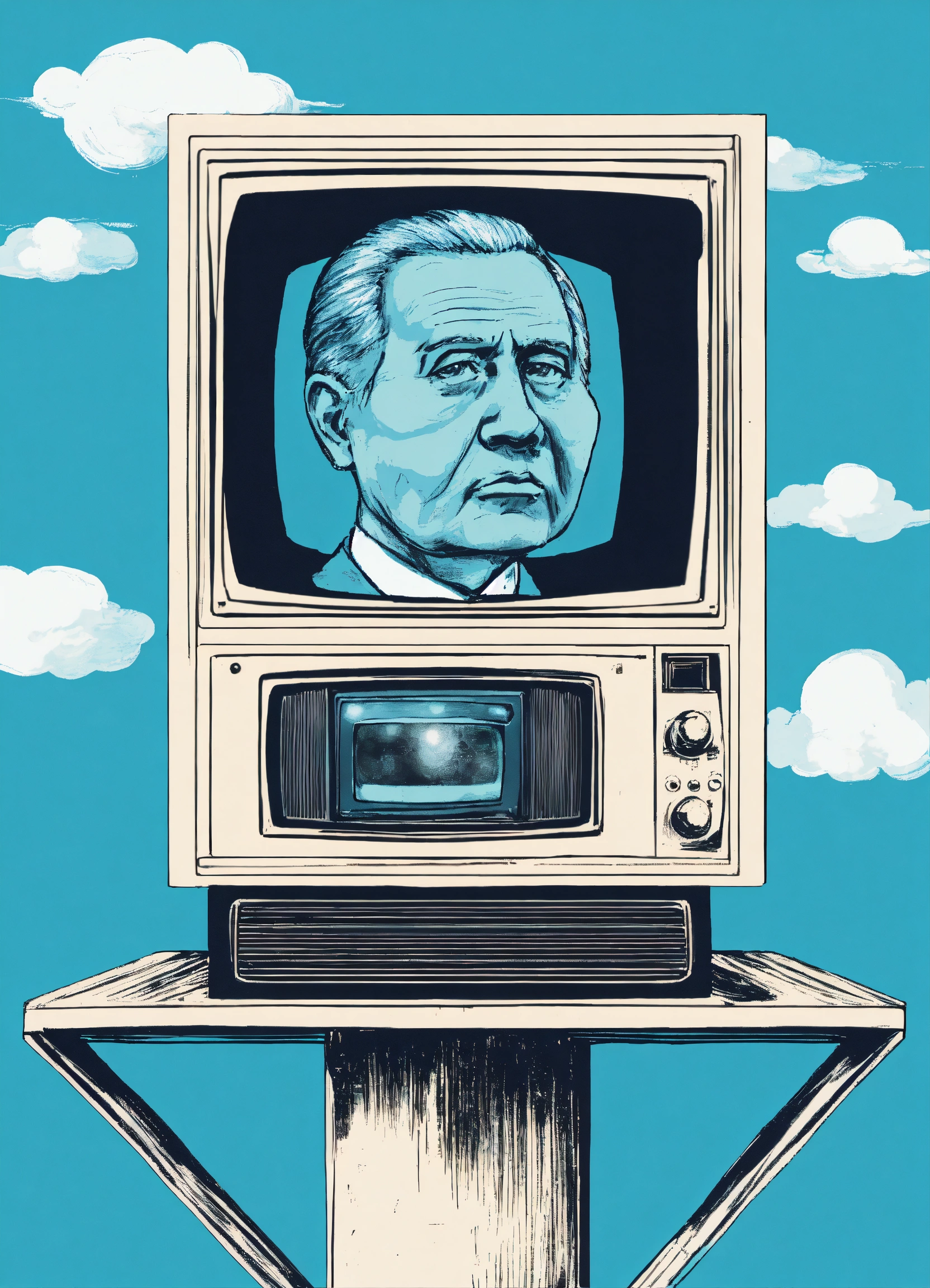 Lexica - A human dictator with television-head on a war propagand art ...