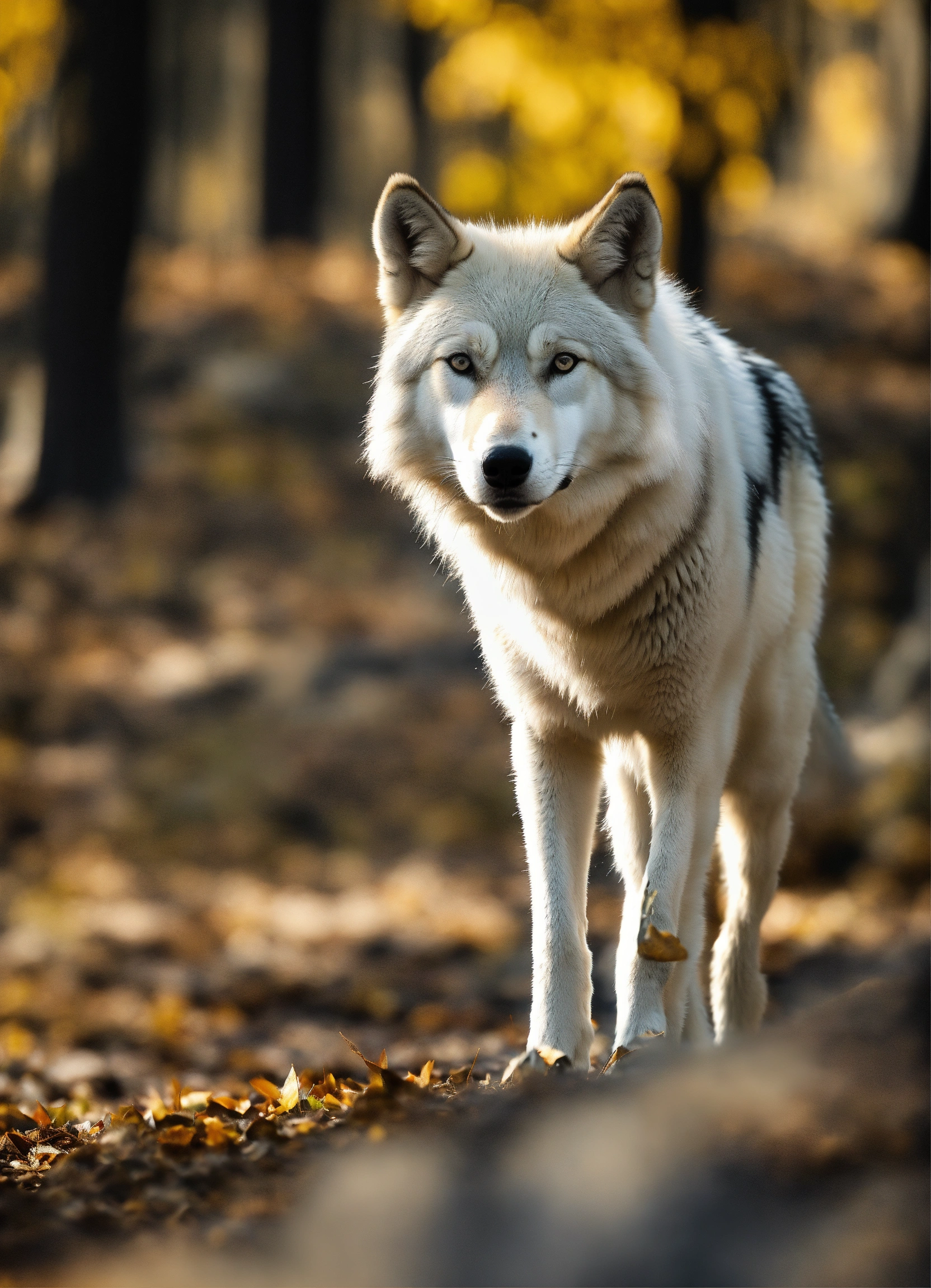 Lexica - A white wolf with a black spot that fades out on all sides ...