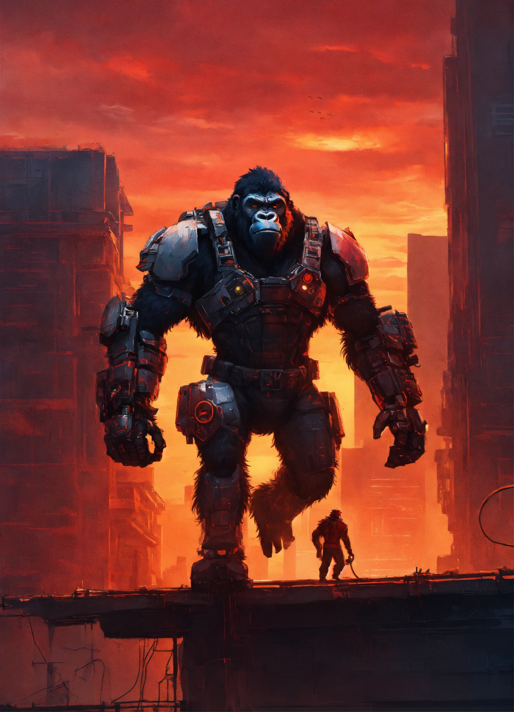 Lexica - An evil cyborg with a rusty, gorilla arms runs forward. the ...