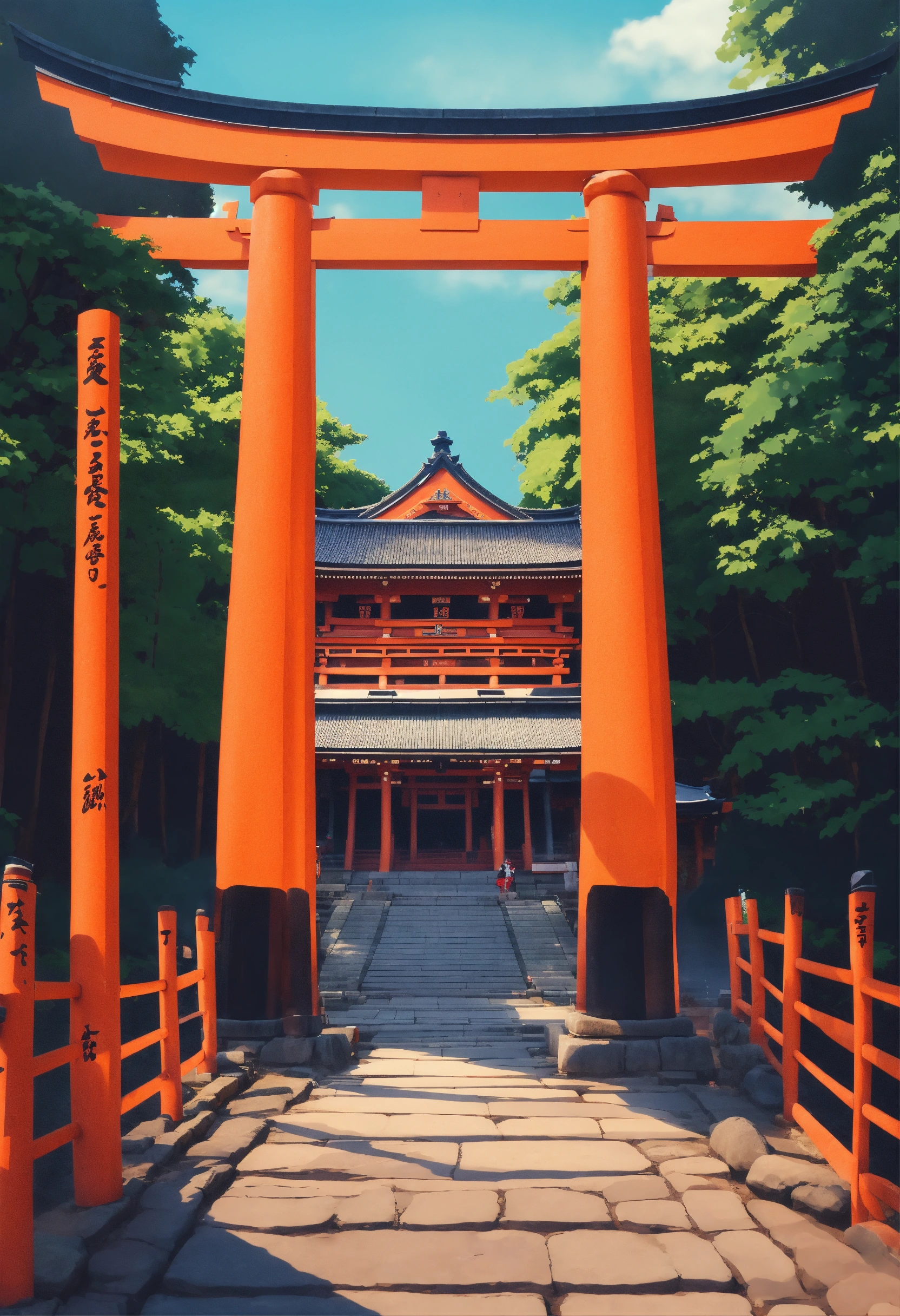 Lexica - An animation-style image of the Senbon torii of the Fushimi ...