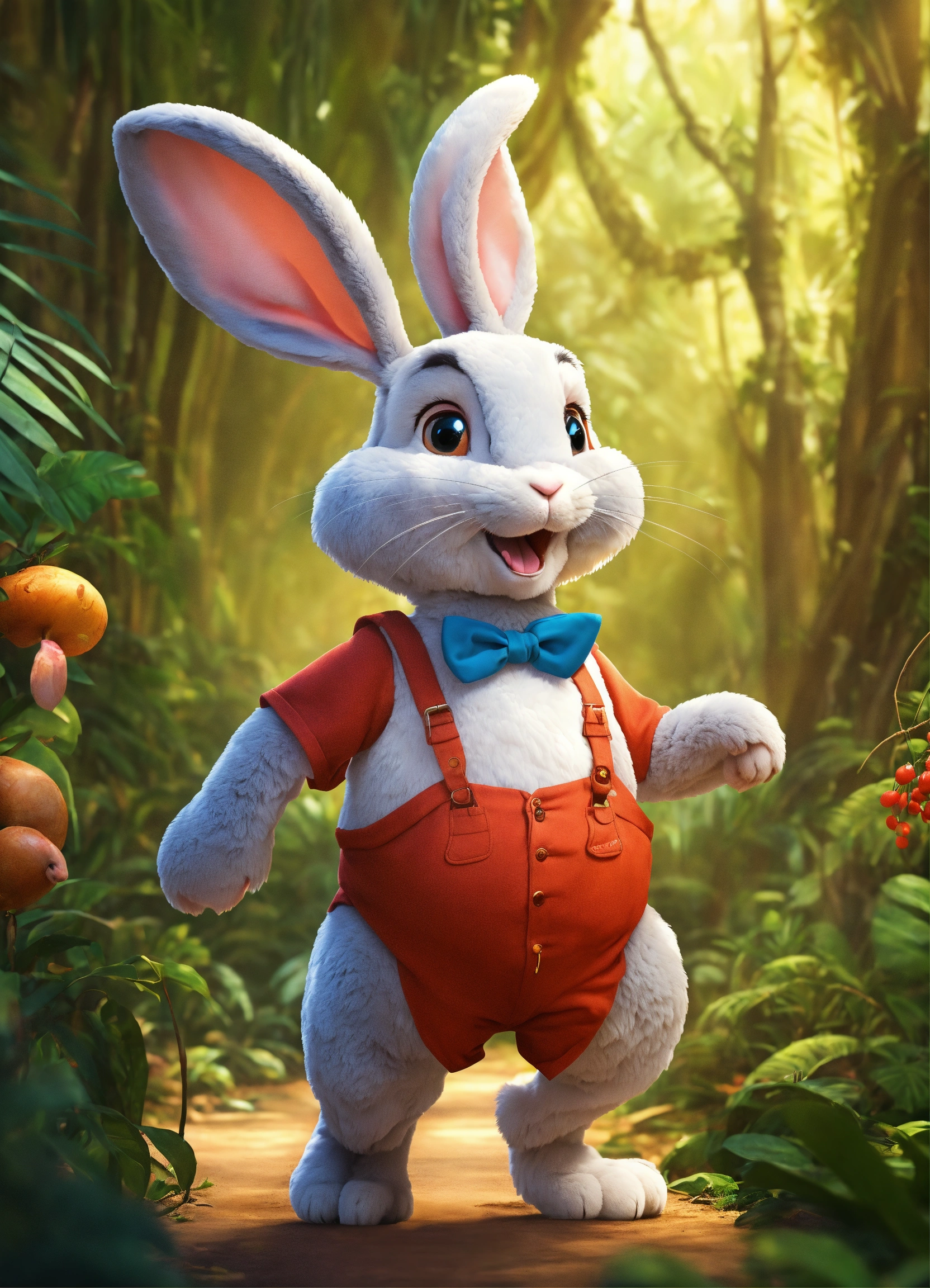 Lexica - Let cartoon big rabbit walking on two legs in jungle