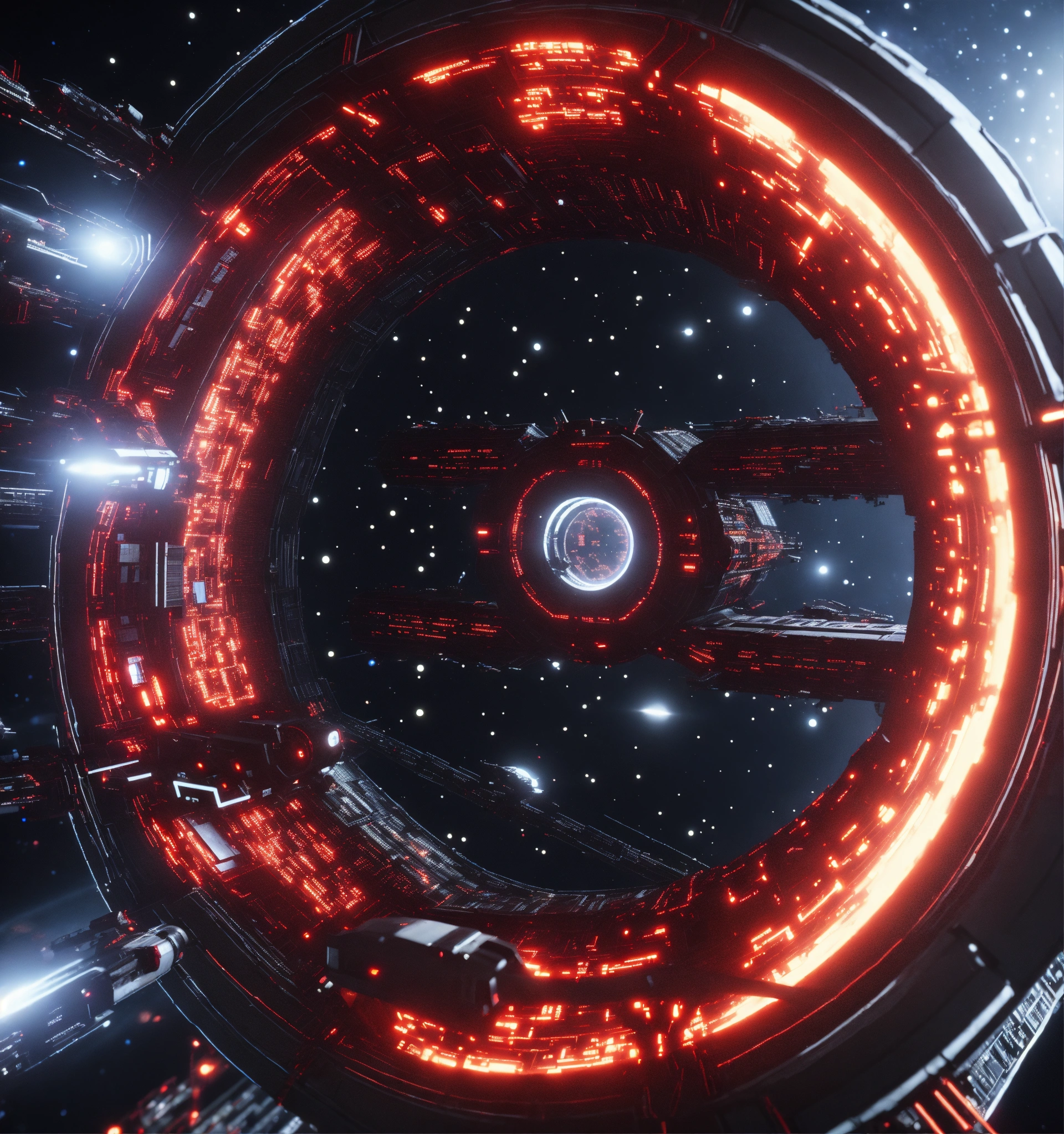 Lexica - Zoom out on fleet of long black organic worm like space ships ...