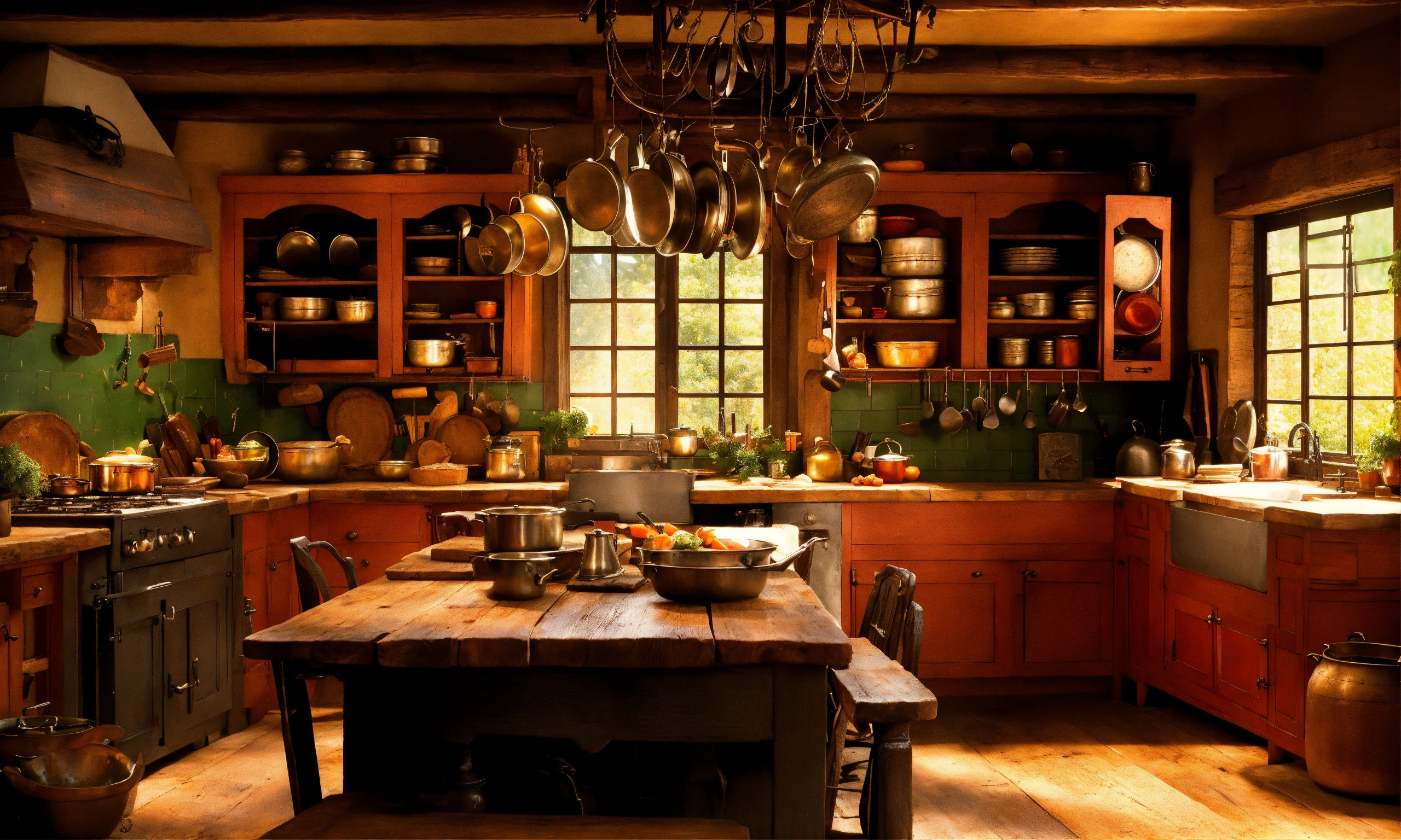 Lexica - Paint a vivid picture of an old, rustic kitchen that bustles ...