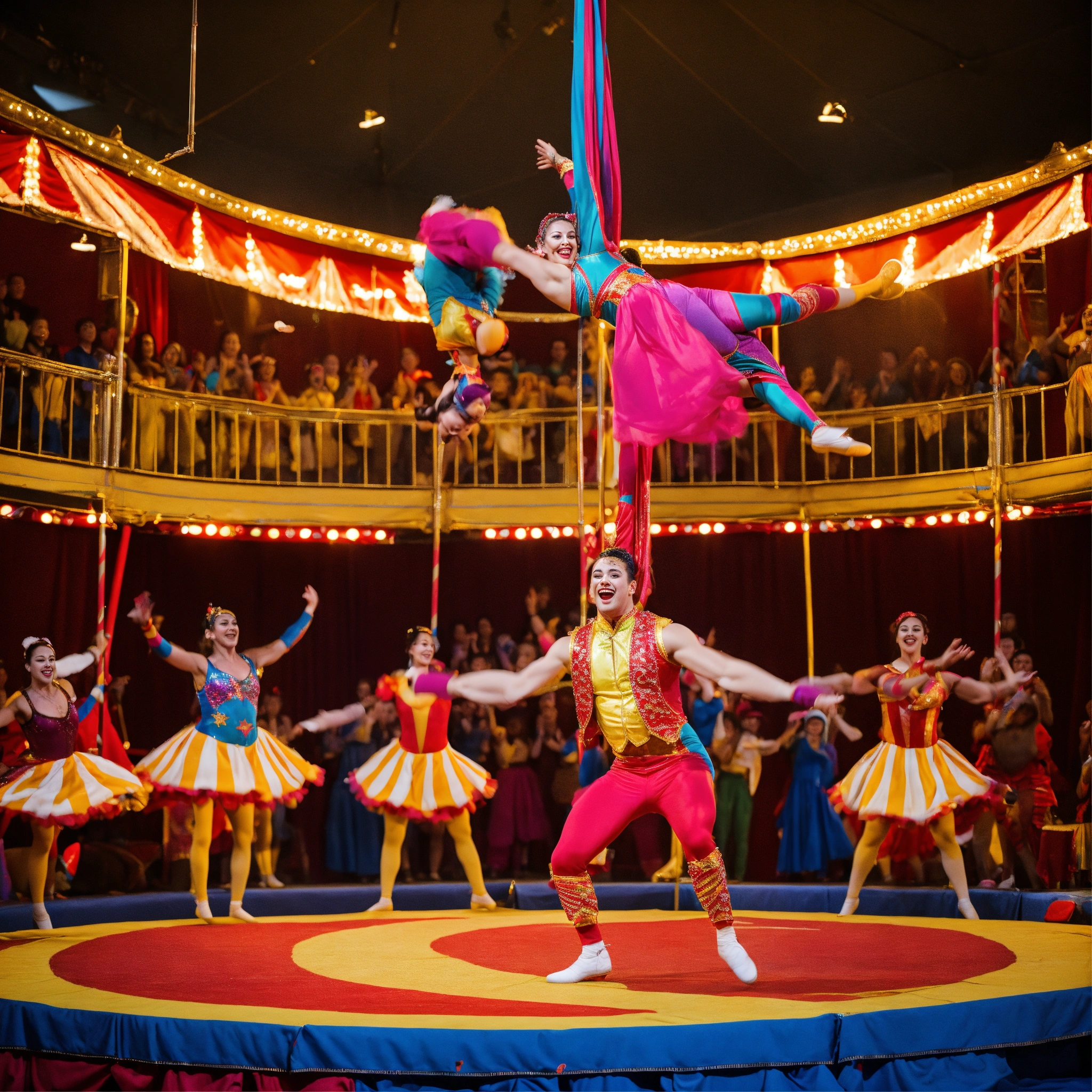 Lexica - A photo of a circus performance. The performers are dressed in ...
