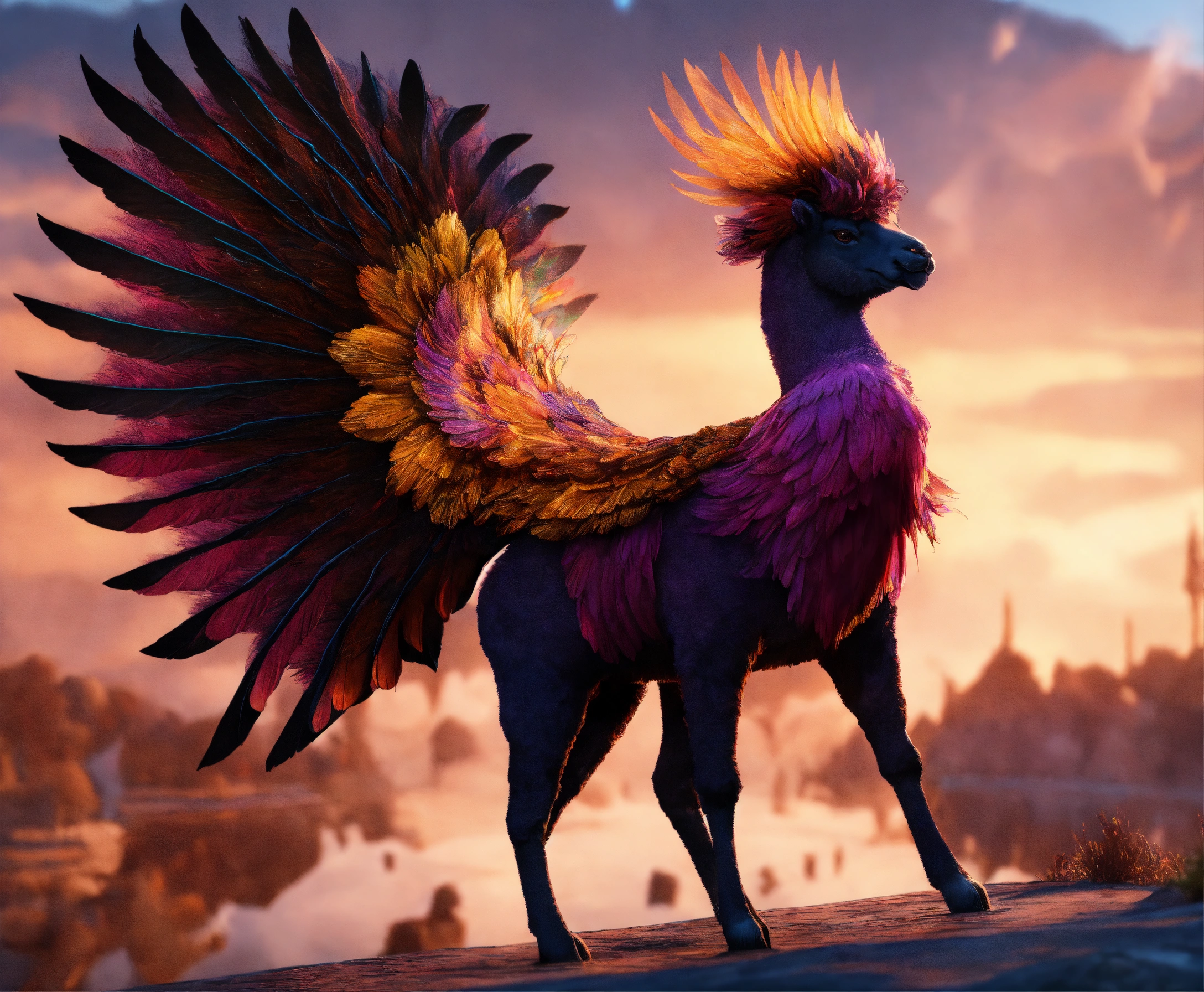 Lexica - Aether Alpacorax A fusion of alpaca and corax, in 8K Ultra 3D ...