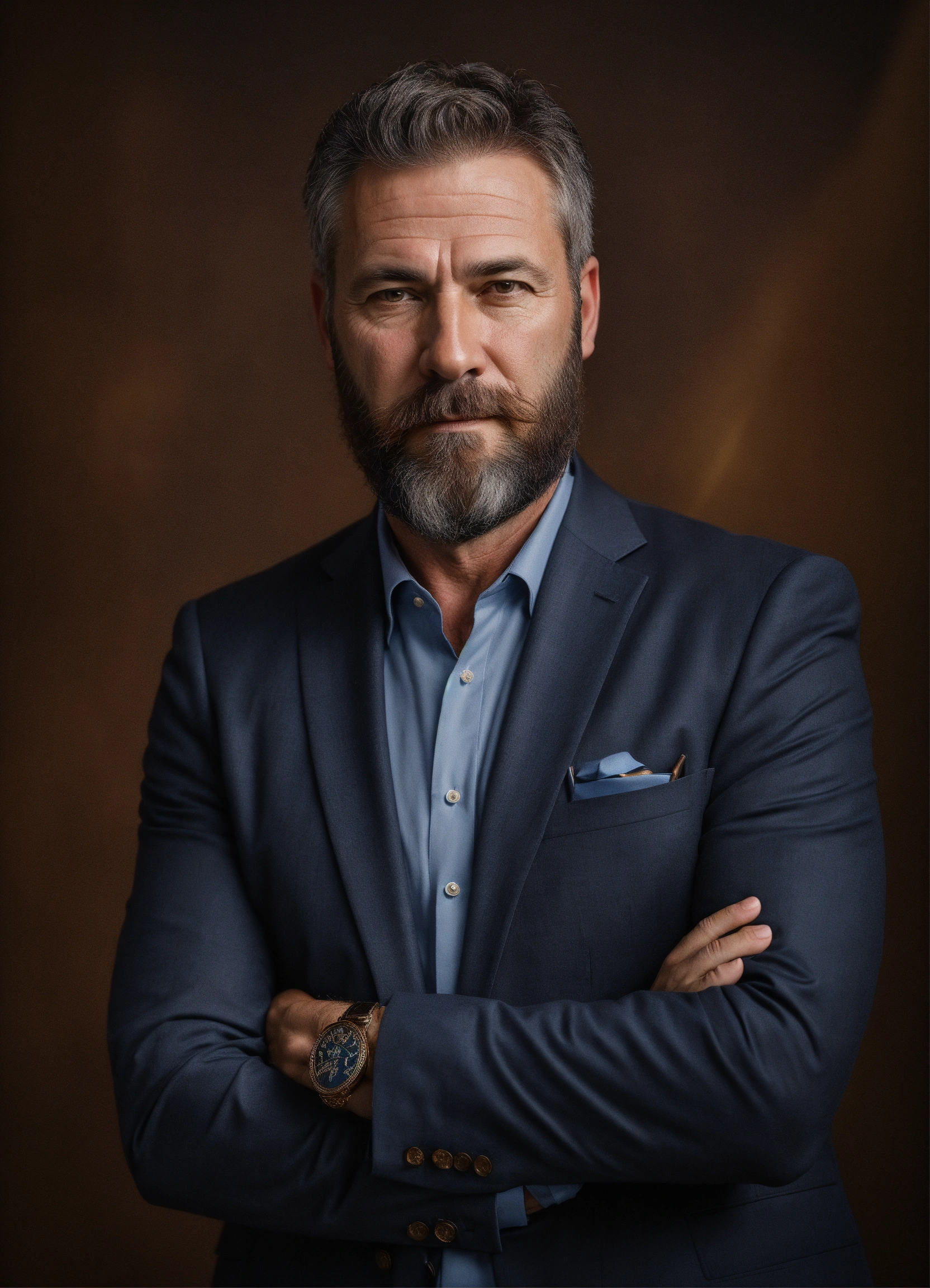 Lexica - Portrait of a middle aged business man, with beard, handsome ...