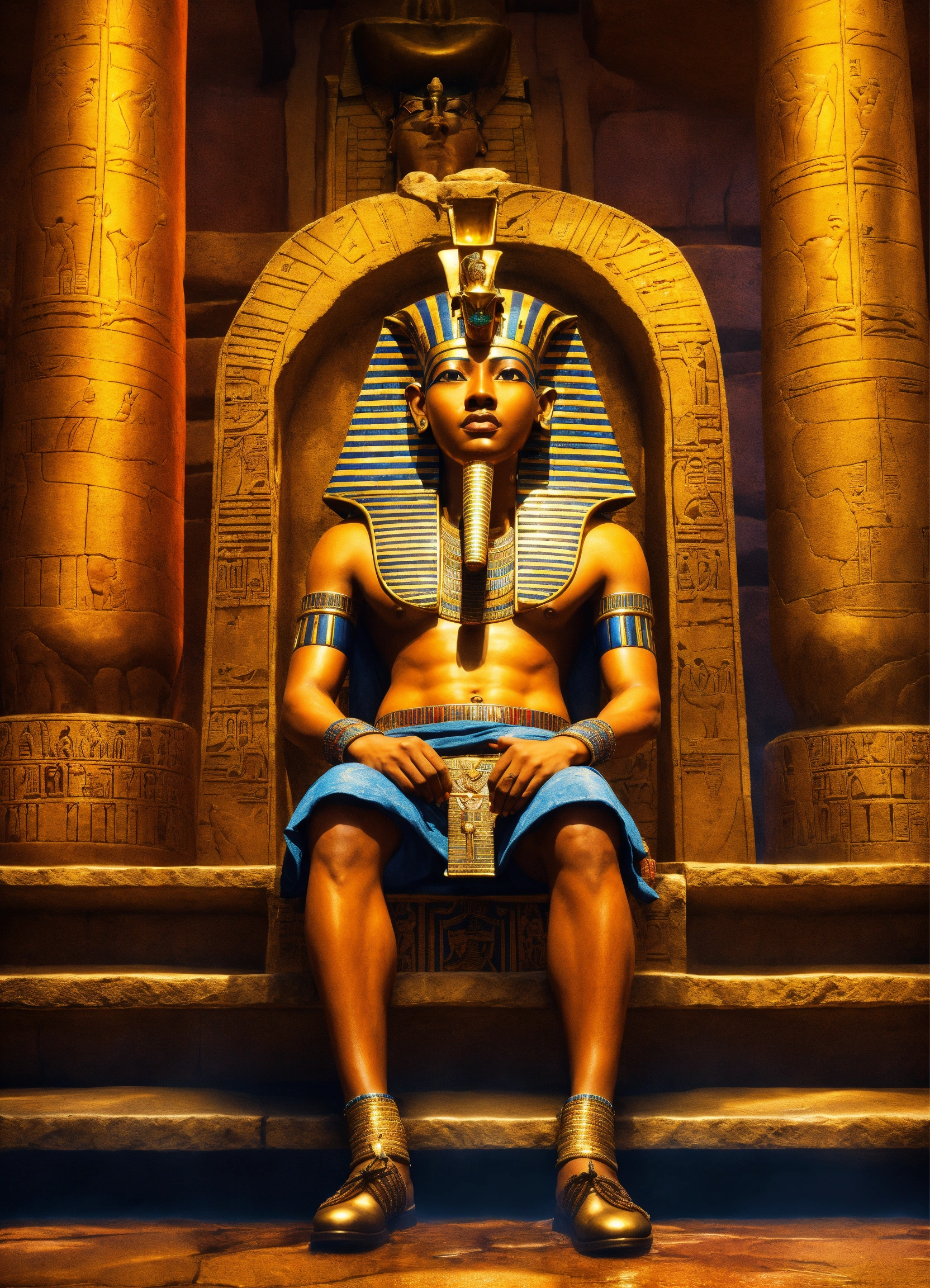 Lexica - Portrait of Afriacan egyptian king tut with very handsome and ...