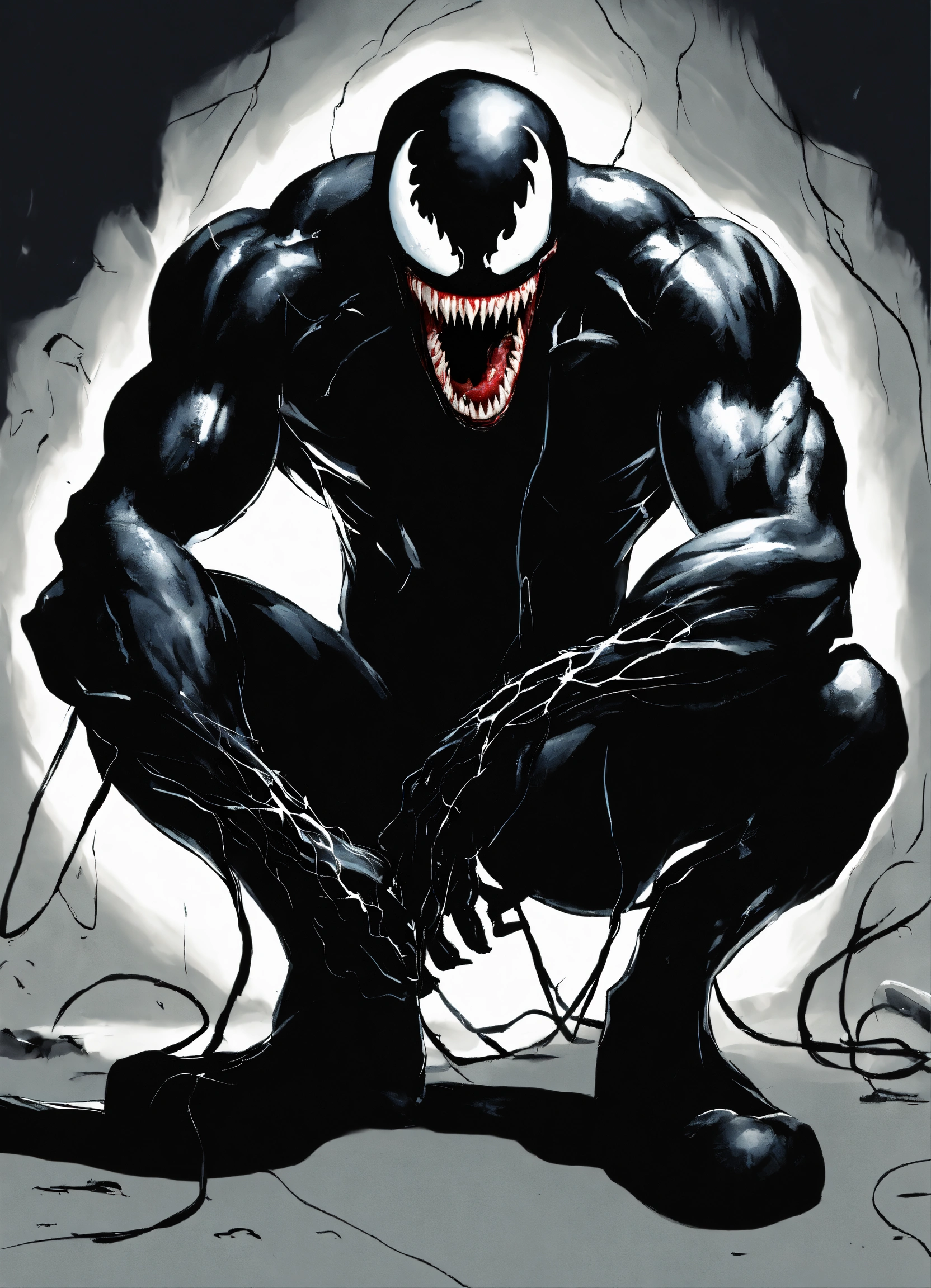 Lexica - Image of Venom on his knees, covering his ears with his hands ...