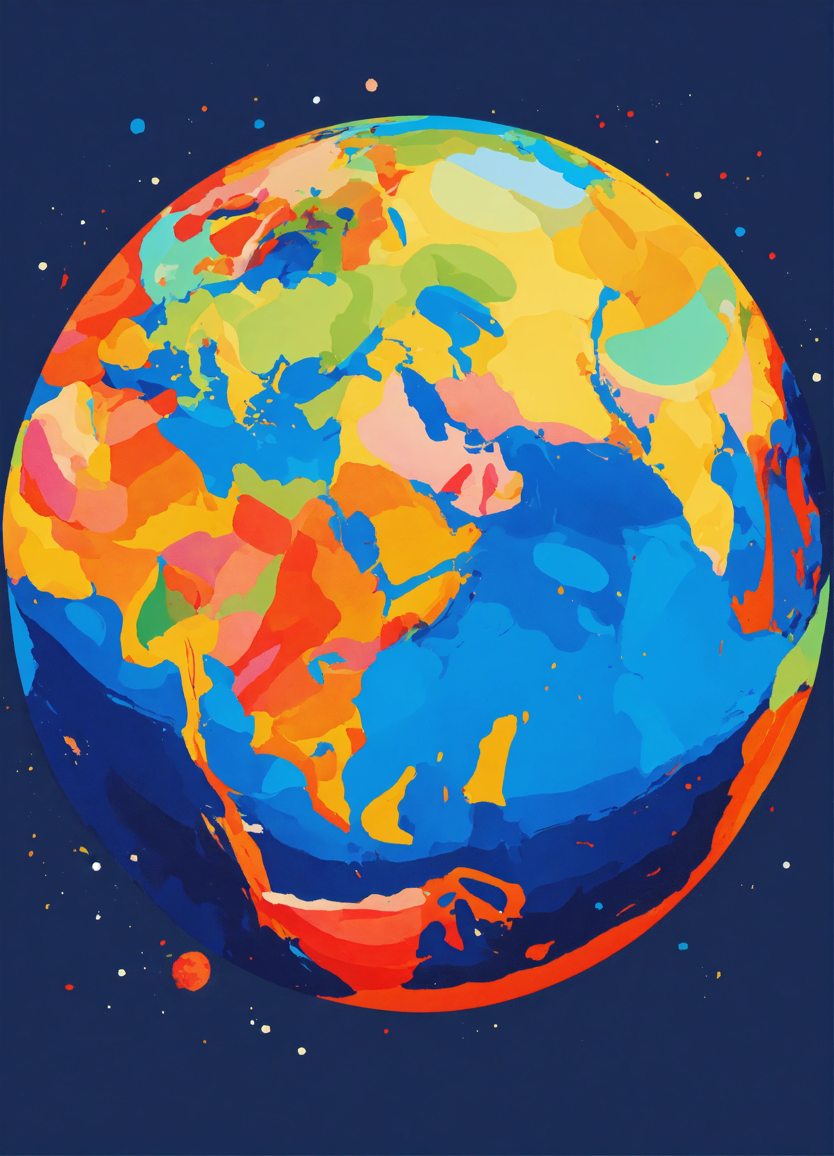 Lexica - An illustration painting with bright colors of earth on a ...