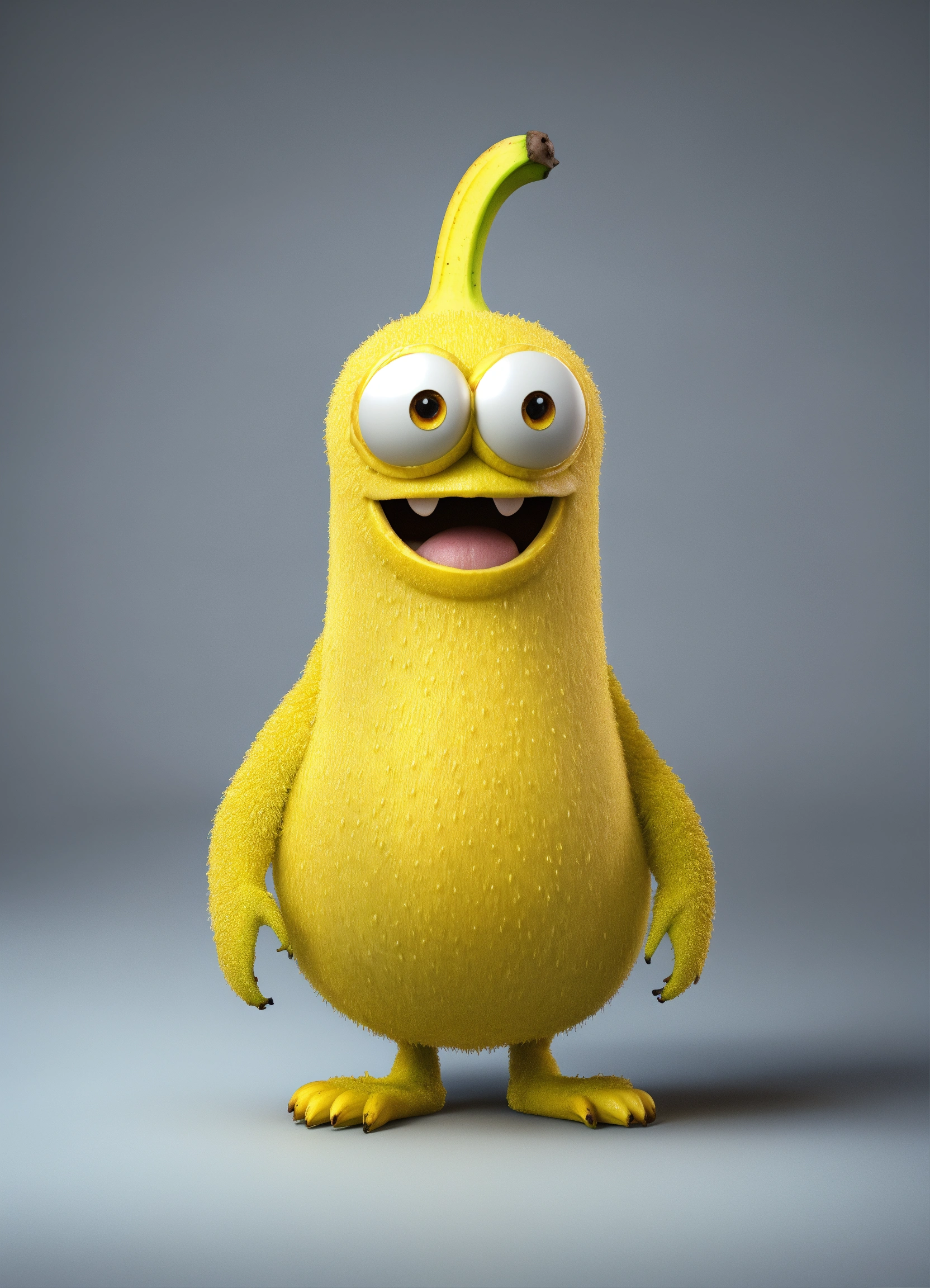 Lexica - A banana monster like Disney cartoon, front view, studio photo ...